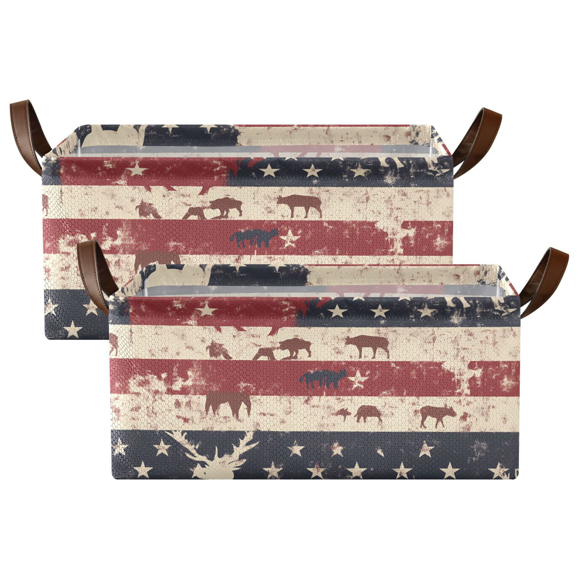 2 Pack Collapsible Storage Bins Fabric Shelf Baskets with Handles ...