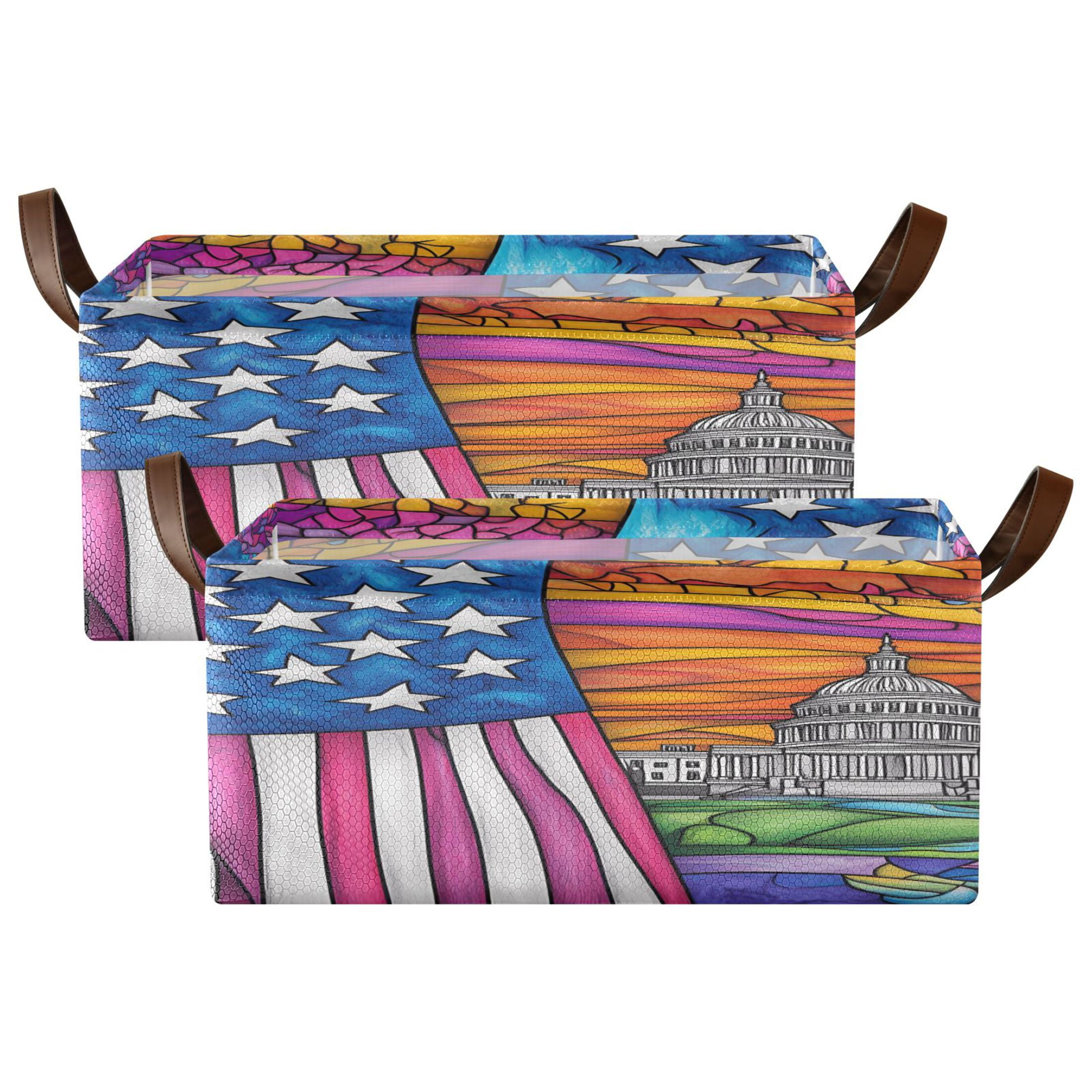 2 Pack Collapsible Storage Bins Fabric Shelf Baskets with Handles ...