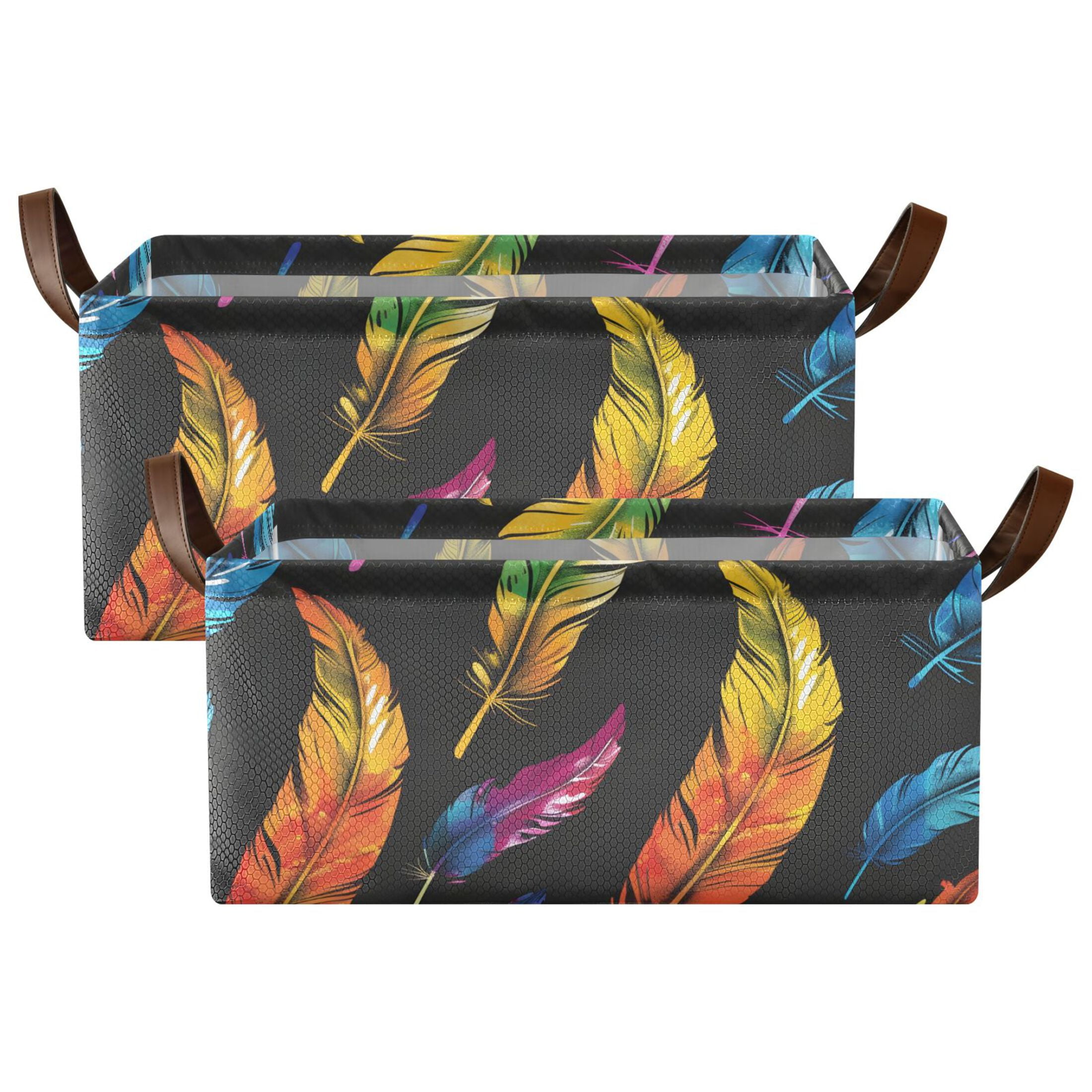 2 Pack Collapsible Storage Bins Fabric Shelf Baskets with Handles ...