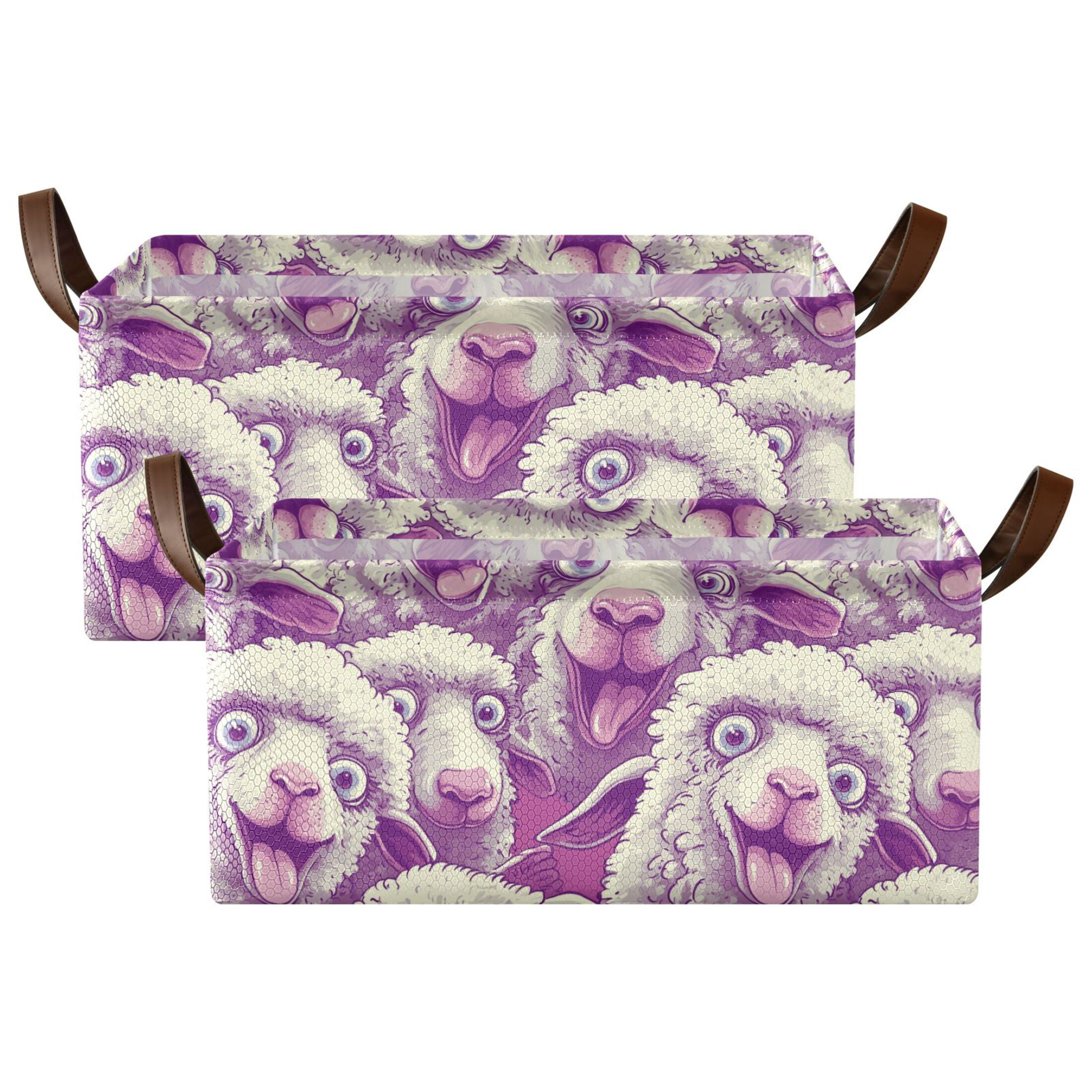 2 Pack Collapsible Storage Bins Fabric Shelf Baskets with Handles ...