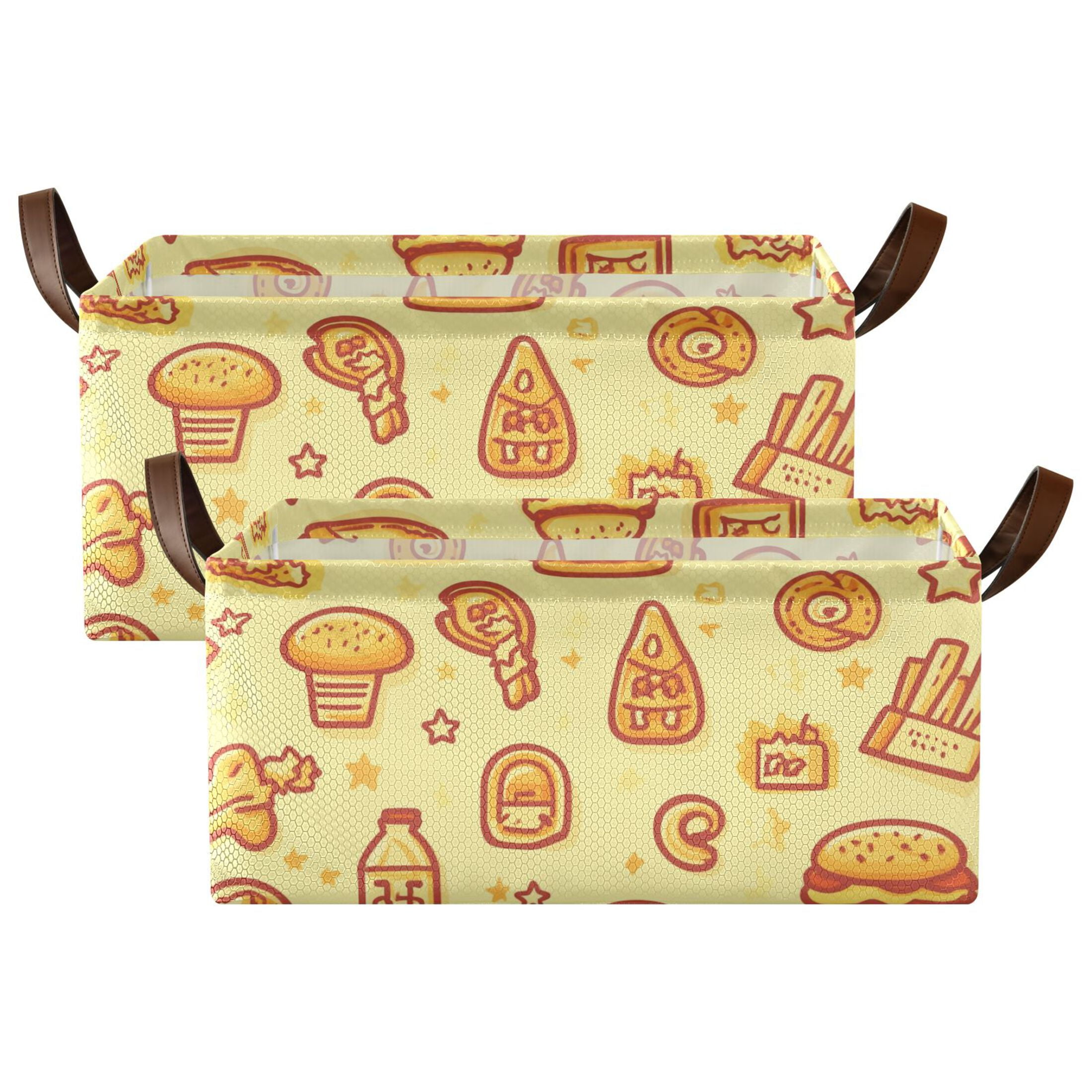 2 Pack Collapsible Storage Bins Fabric Shelf Baskets with Handles ...