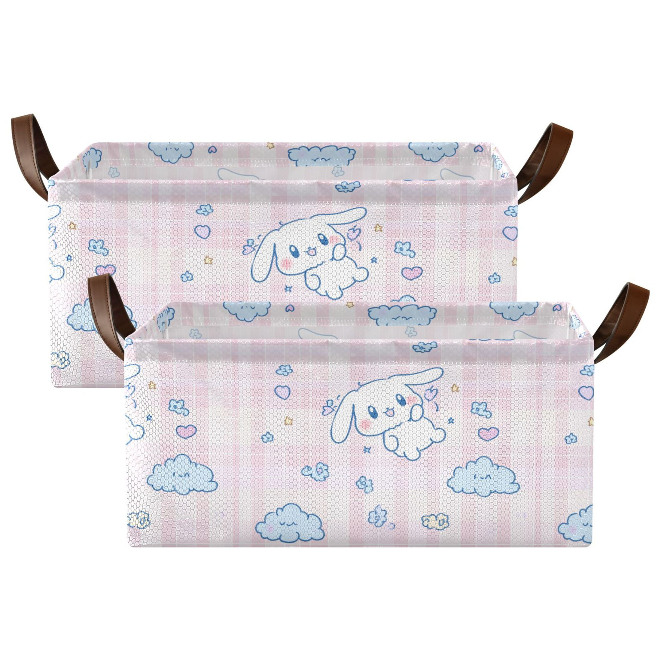 2 Pack Collapsible Storage Bins Fabric Shelf Baskets with Handles ...