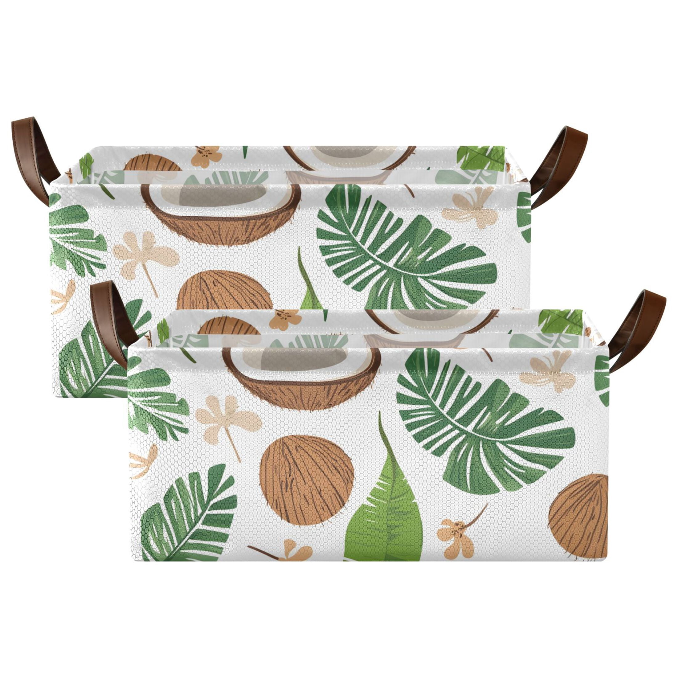 2 Pack Collapsible Storage Bins Fabric Shelf Baskets with Handles ...