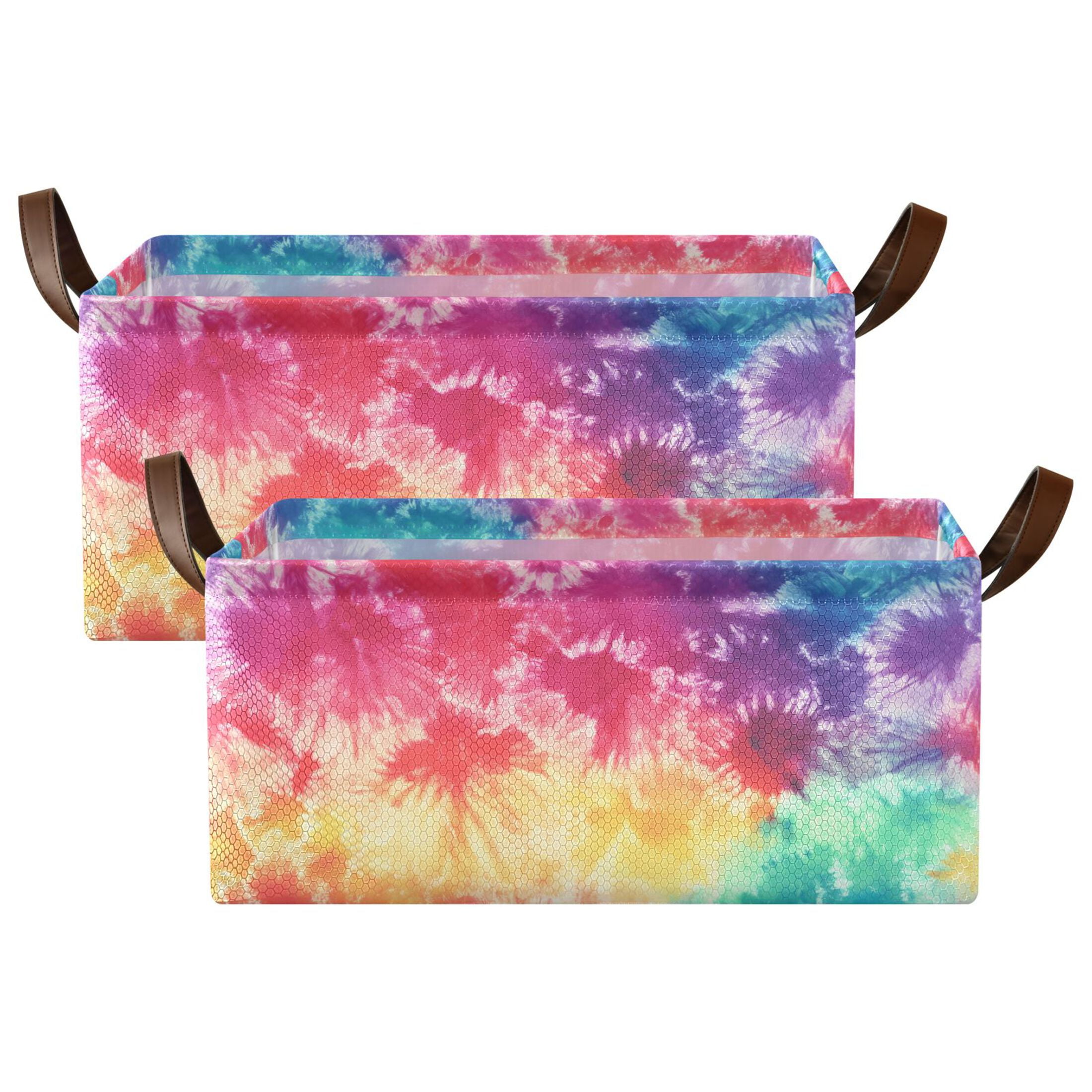 2 Pack Collapsible Storage Bins Fabric Shelf Baskets with Handles ...