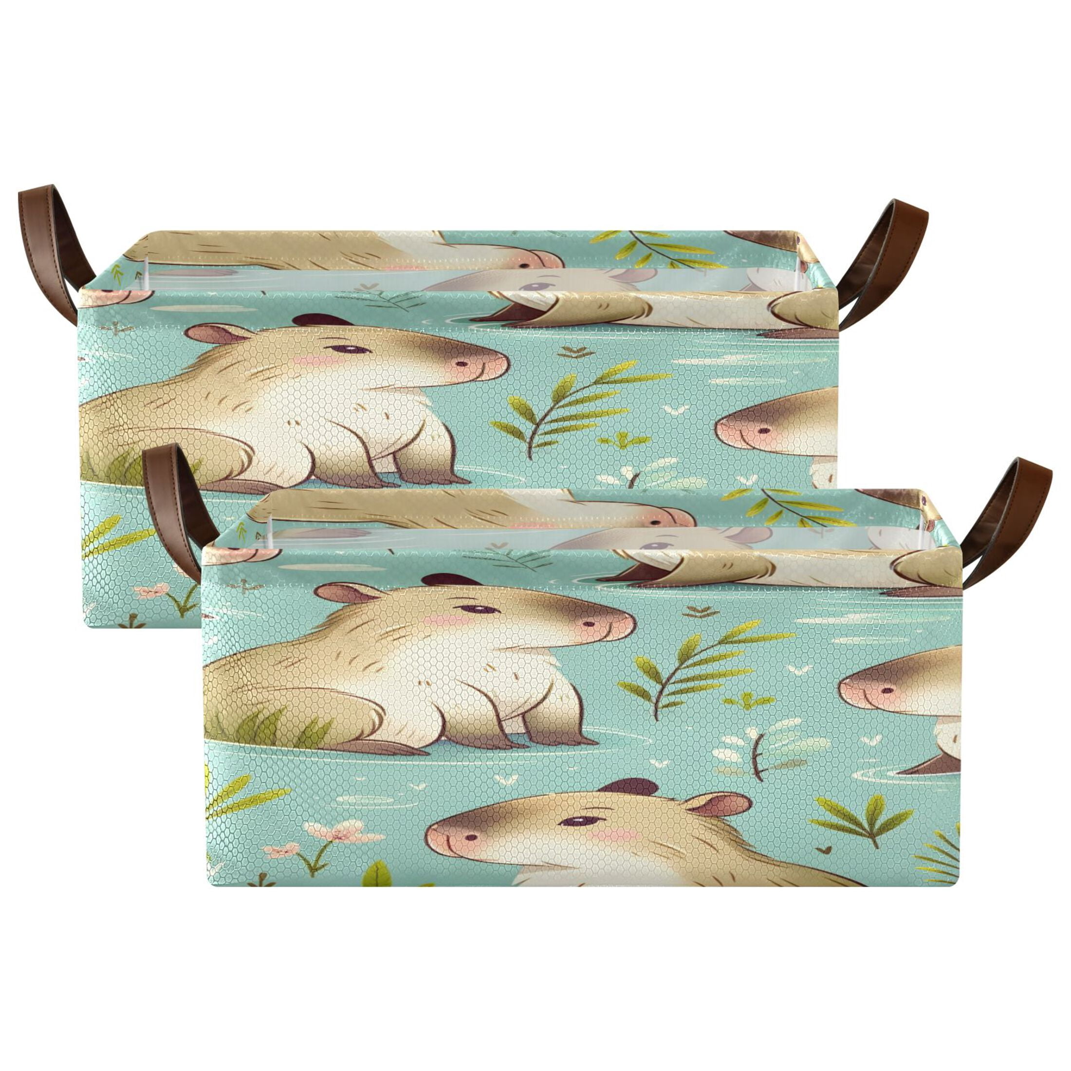 2 Pack Collapsible Storage Bins Fabric Shelf Baskets with Handles ...