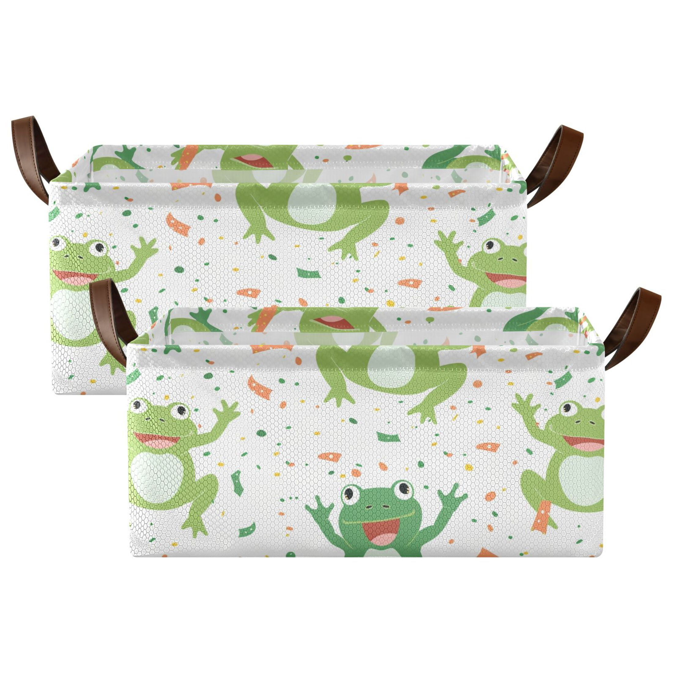 2 Pack Collapsible Storage Bins Fabric Shelf Baskets with Handles ...