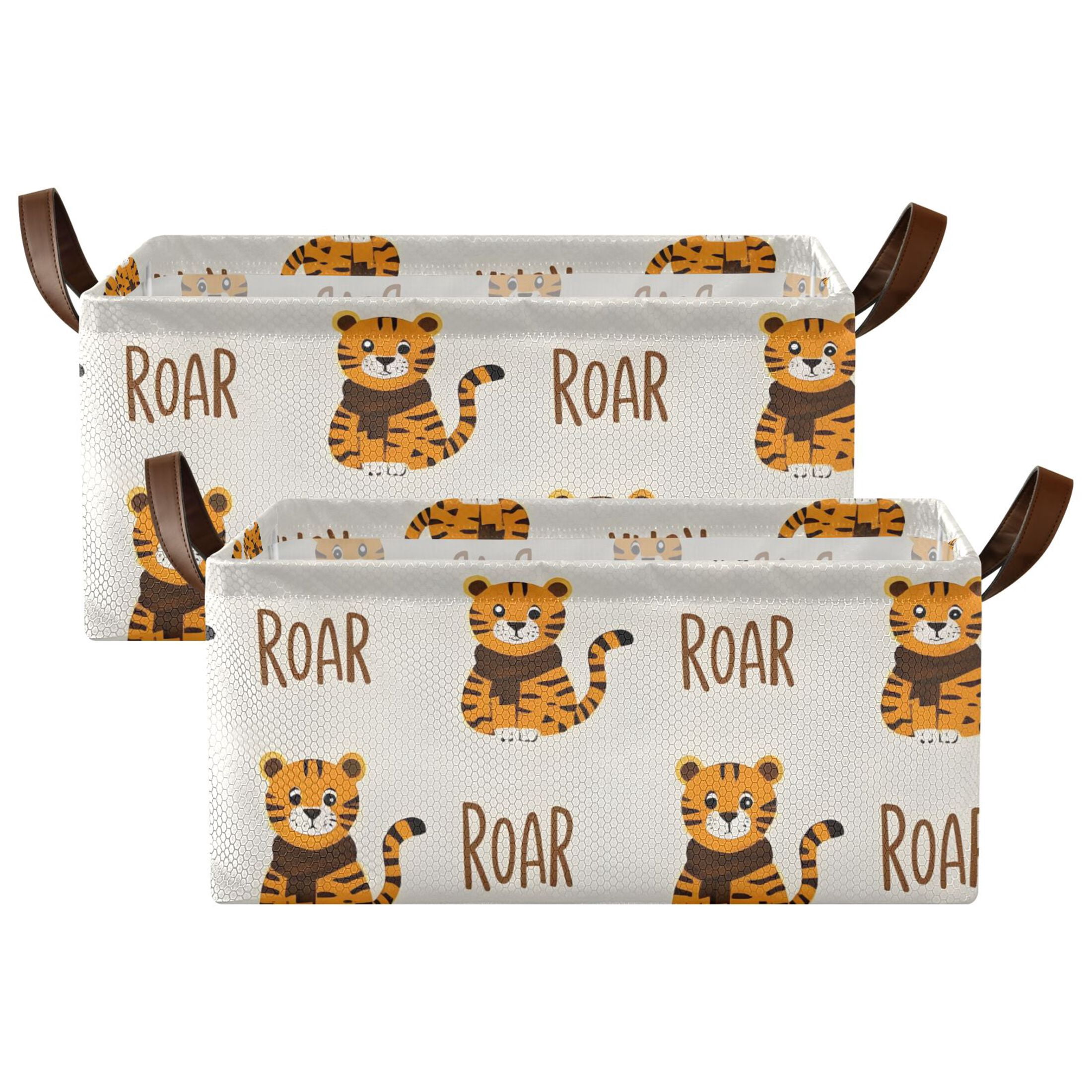 2 Pack Collapsible Storage Bins Fabric Shelf Baskets with Handles ...