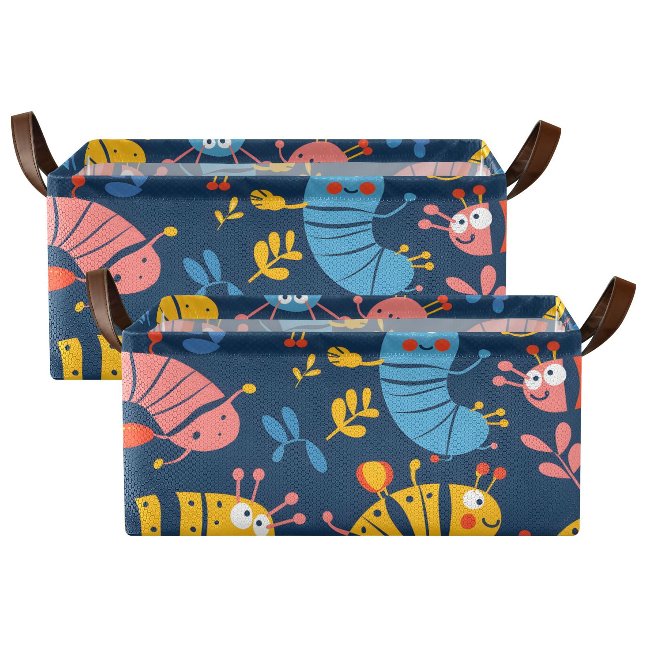 2 Pack Collapsible Storage Bins Fabric Shelf Baskets with Handles ...