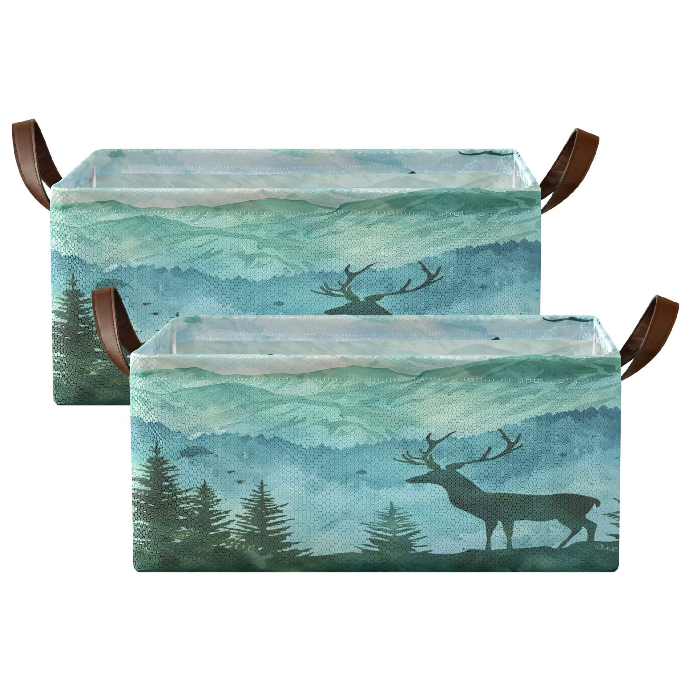2 Pack Collapsible Storage Bins Fabric Shelf Baskets with Handles ...