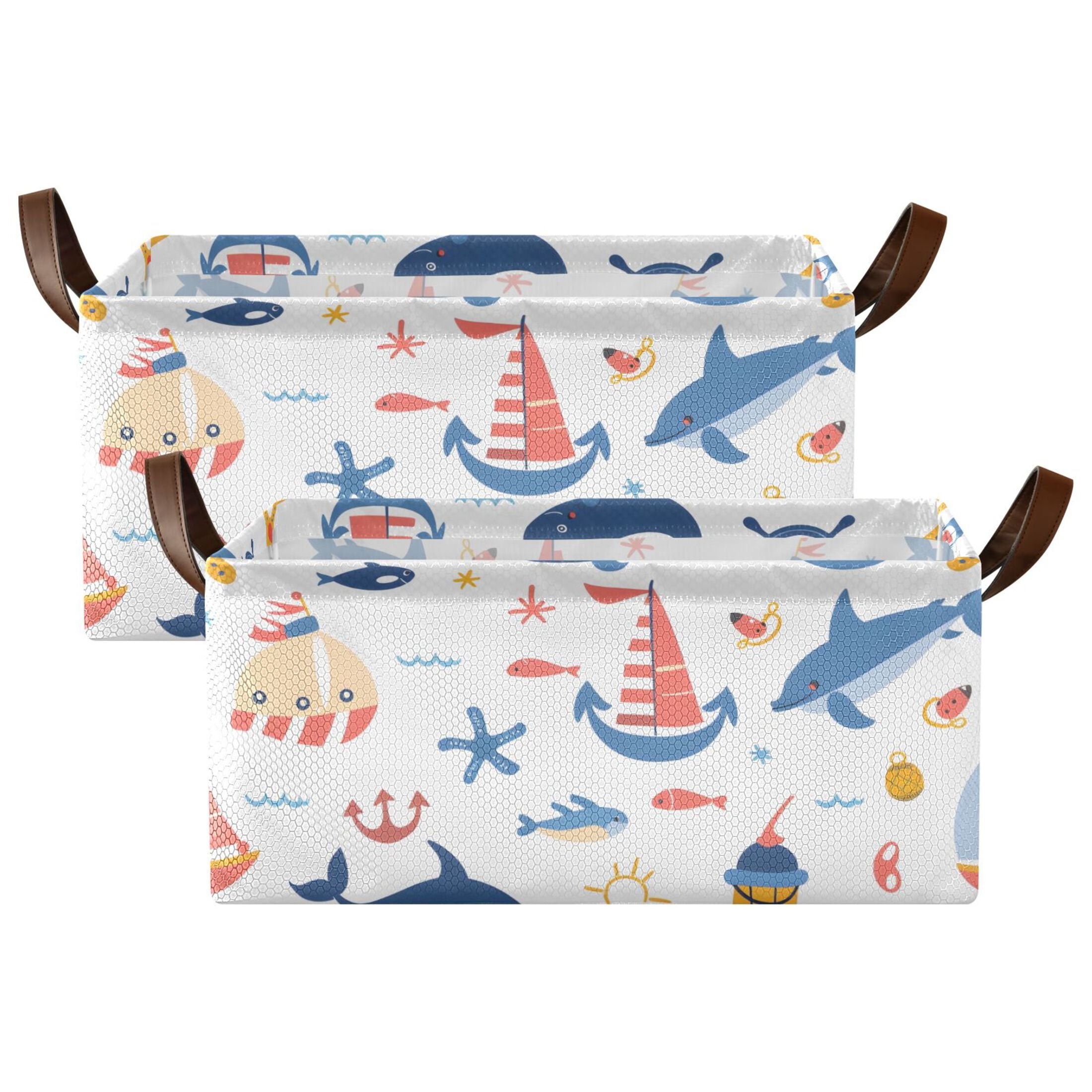 2 Pack Collapsible Storage Bins Fabric Shelf Baskets with Handles ...