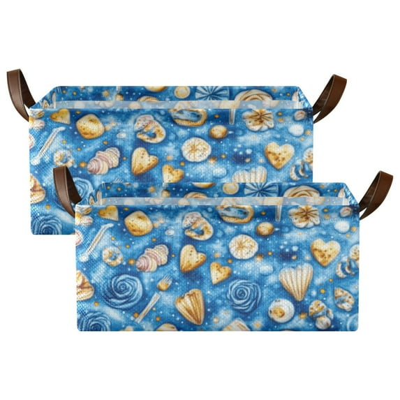 2 Pack Collapsible Storage Bins Fabric Shelf Baskets with Handles ...