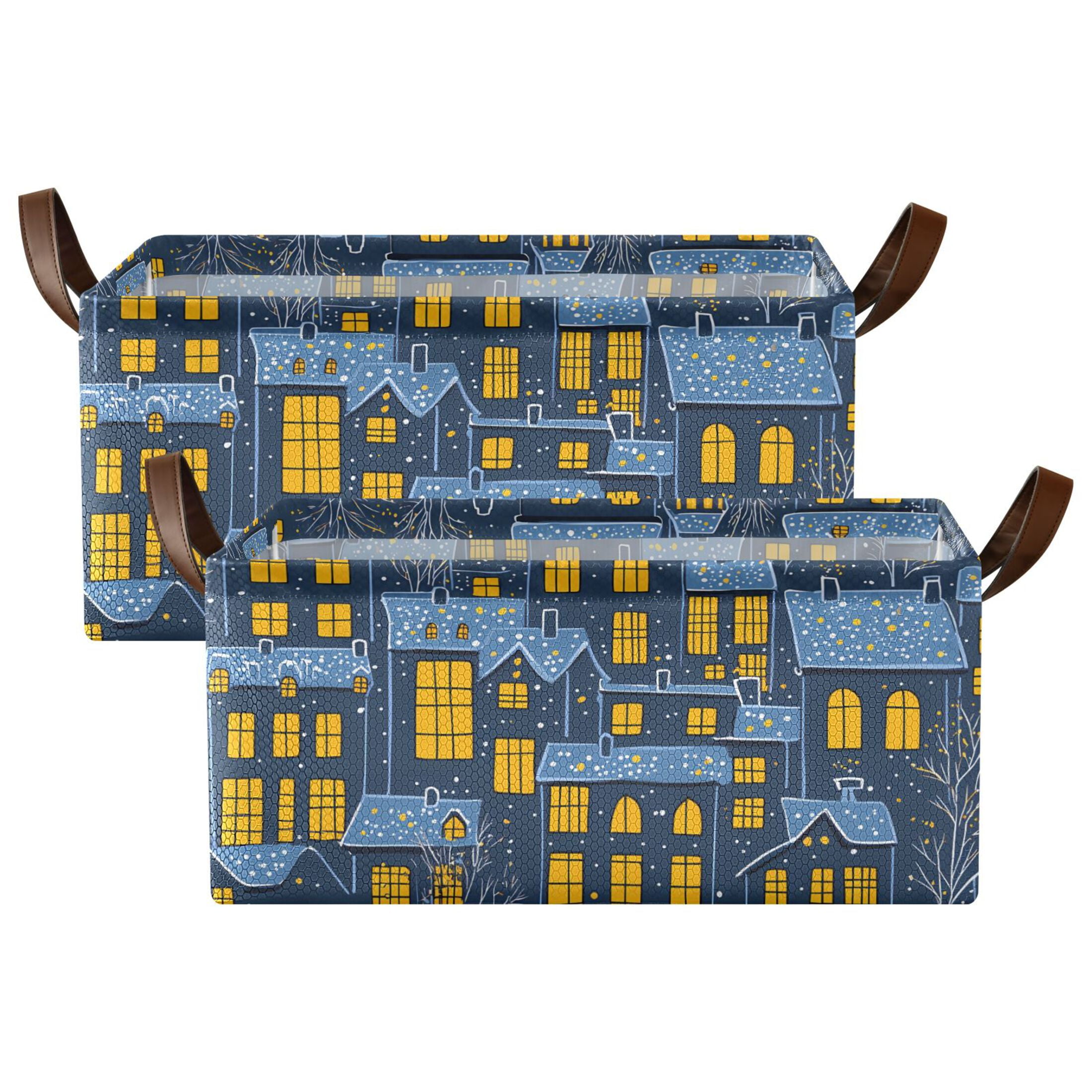 2 Pack Collapsible Storage Bins Fabric Shelf Baskets with Handles ...