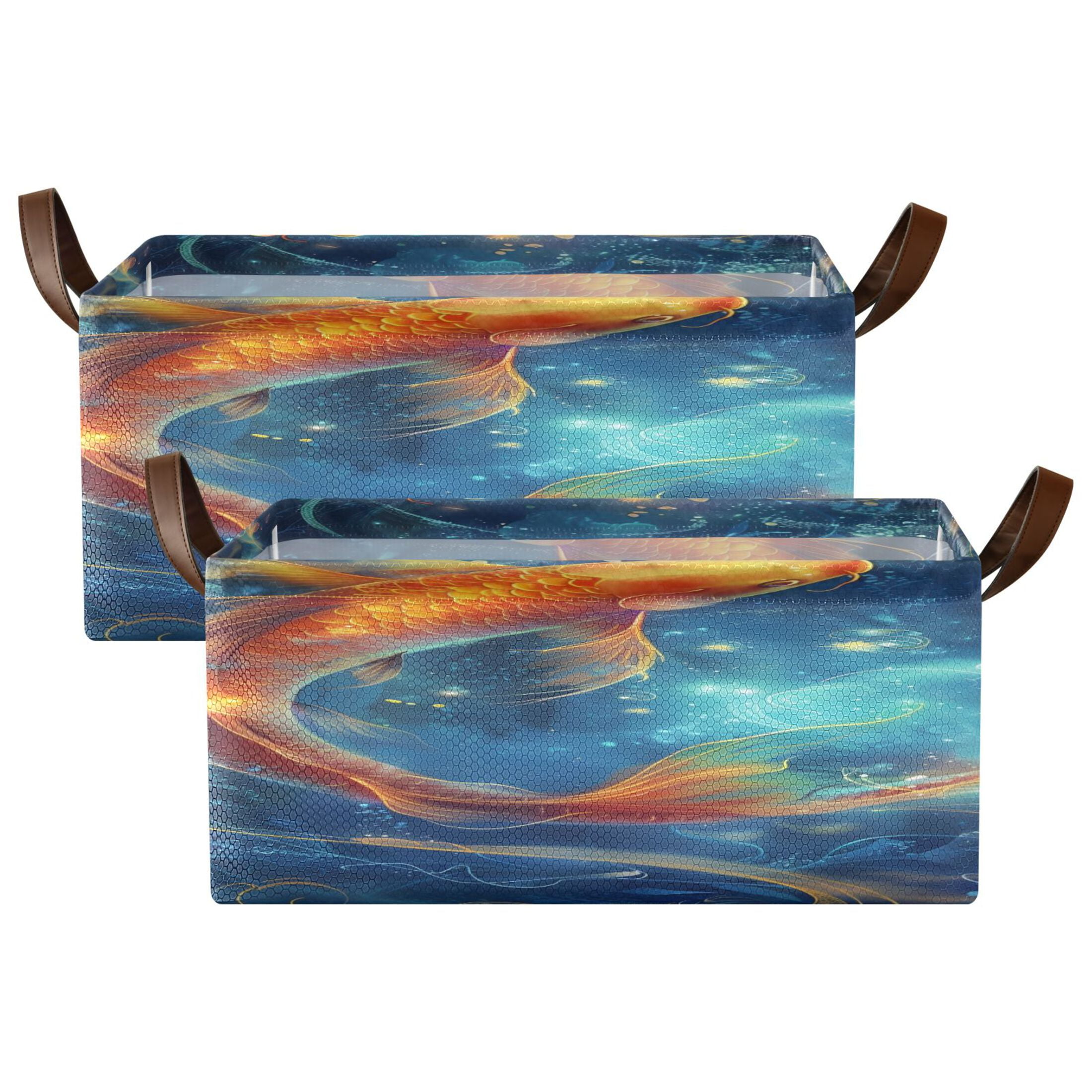 2 Pack Collapsible Storage Bins Fabric Shelf Baskets with Handles ...