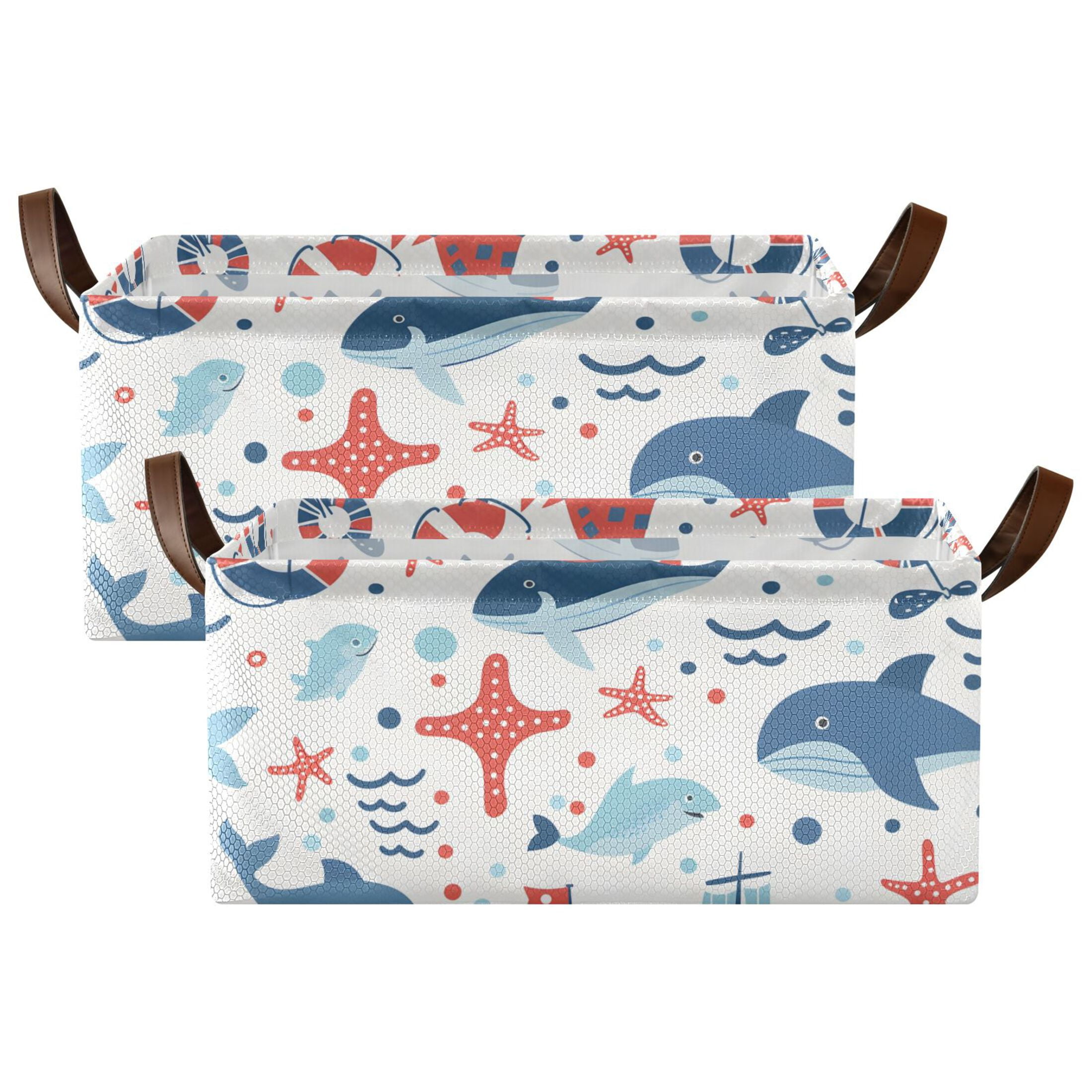 2 Pack Collapsible Storage Bins Fabric Shelf Baskets with Handles ...