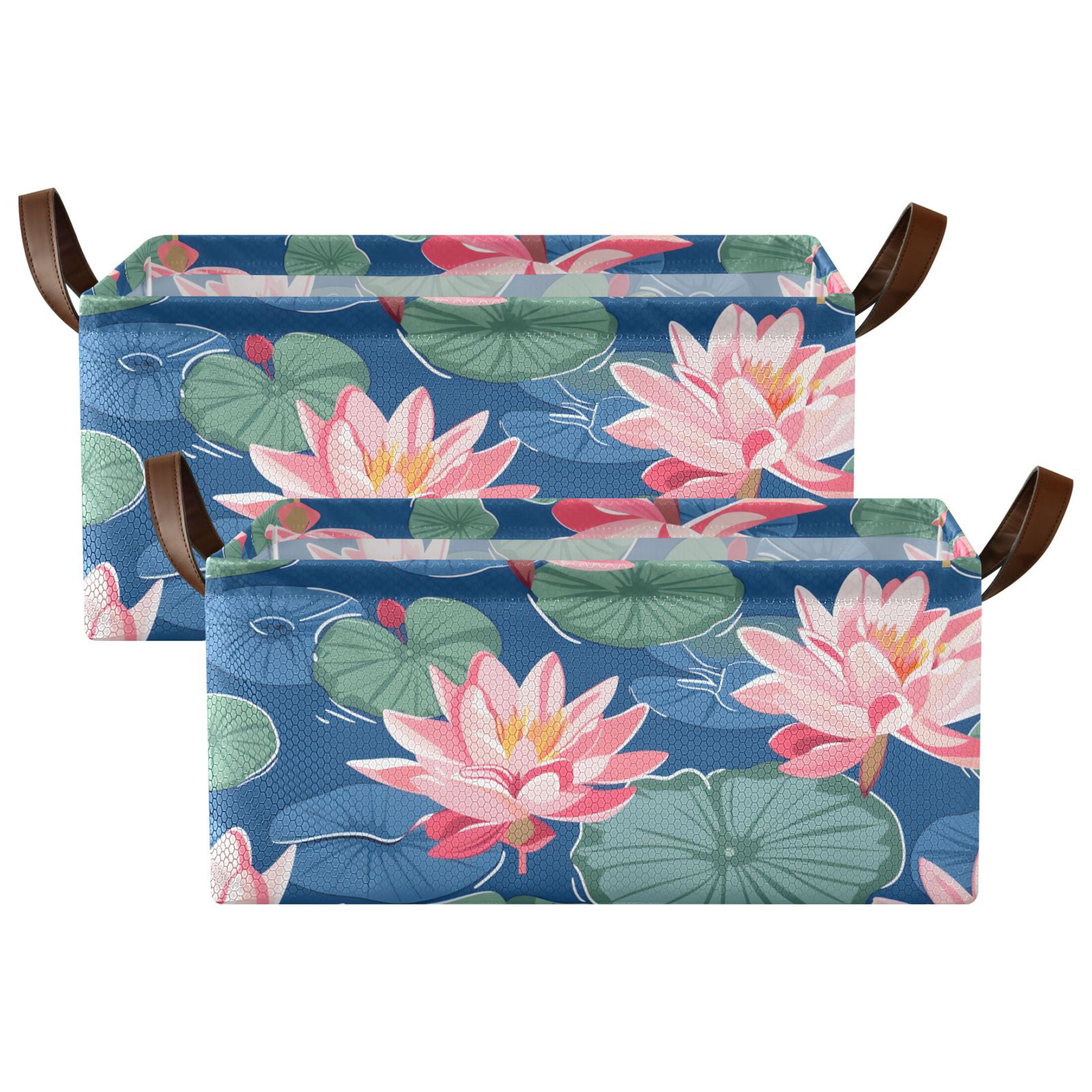 2 Pack Collapsible Storage Bins Fabric Shelf Baskets with Handles ...