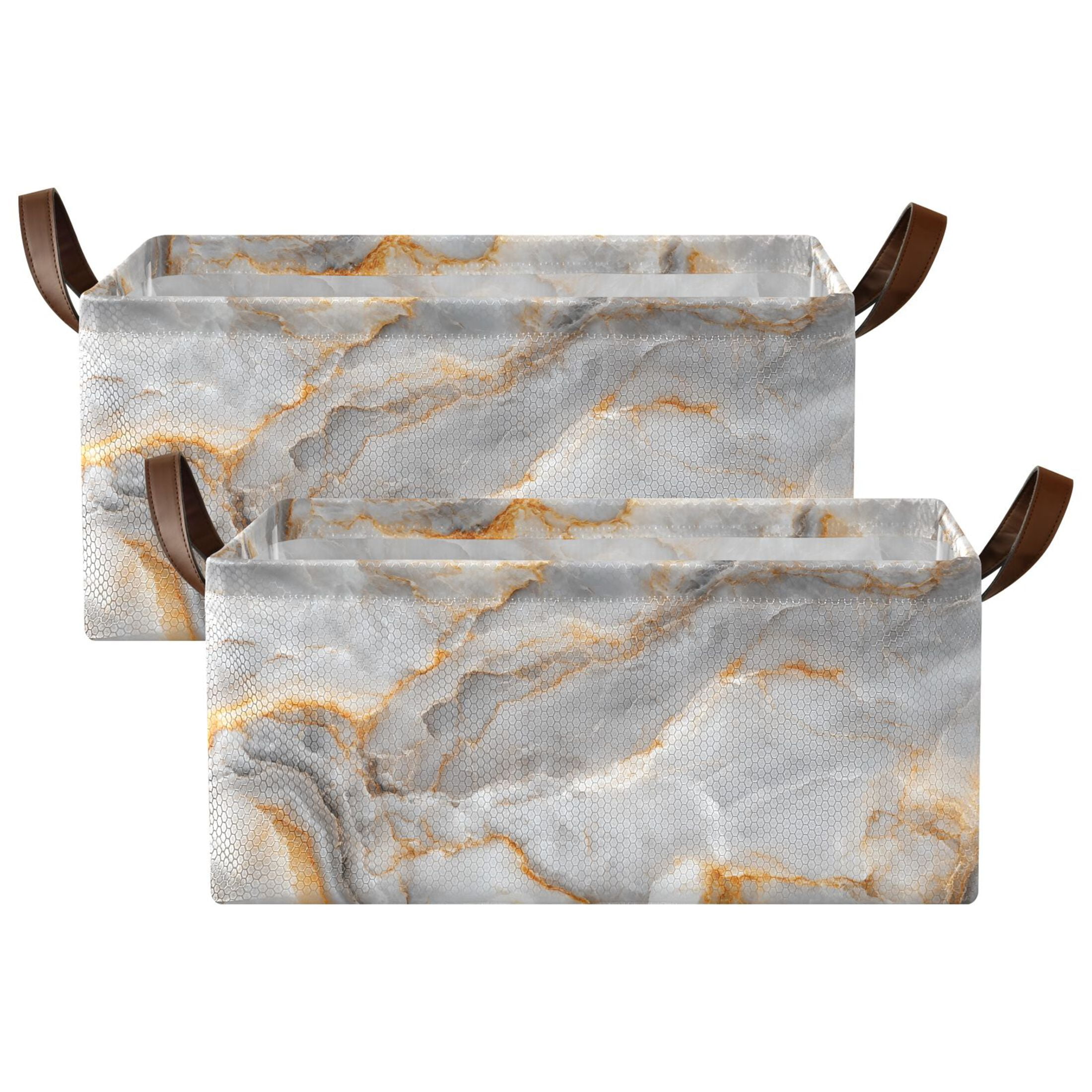 2 Pack Collapsible Storage Bins Fabric Shelf Baskets with Handles ...