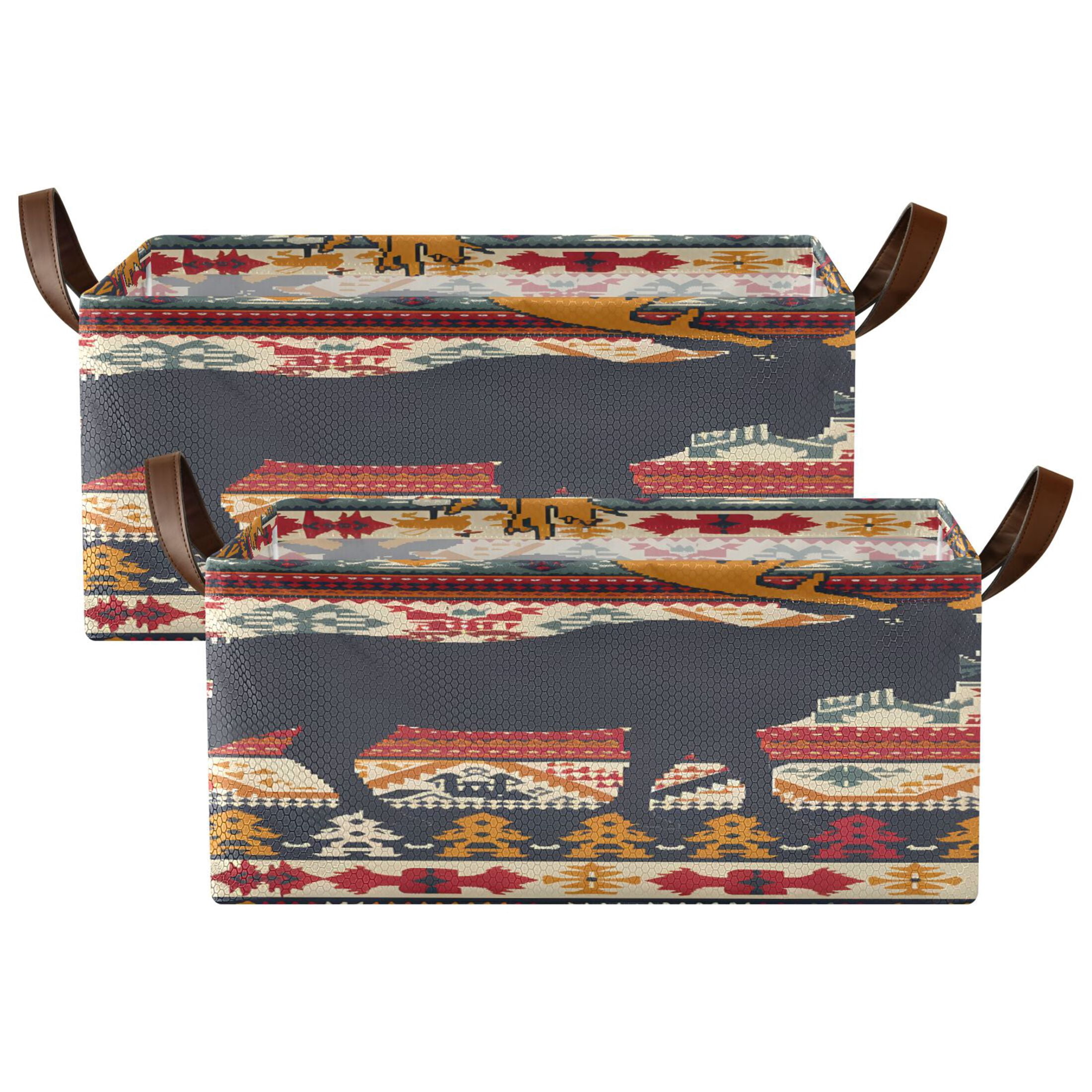 2 Pack Collapsible Storage Bins Fabric Shelf Baskets with Handles ...