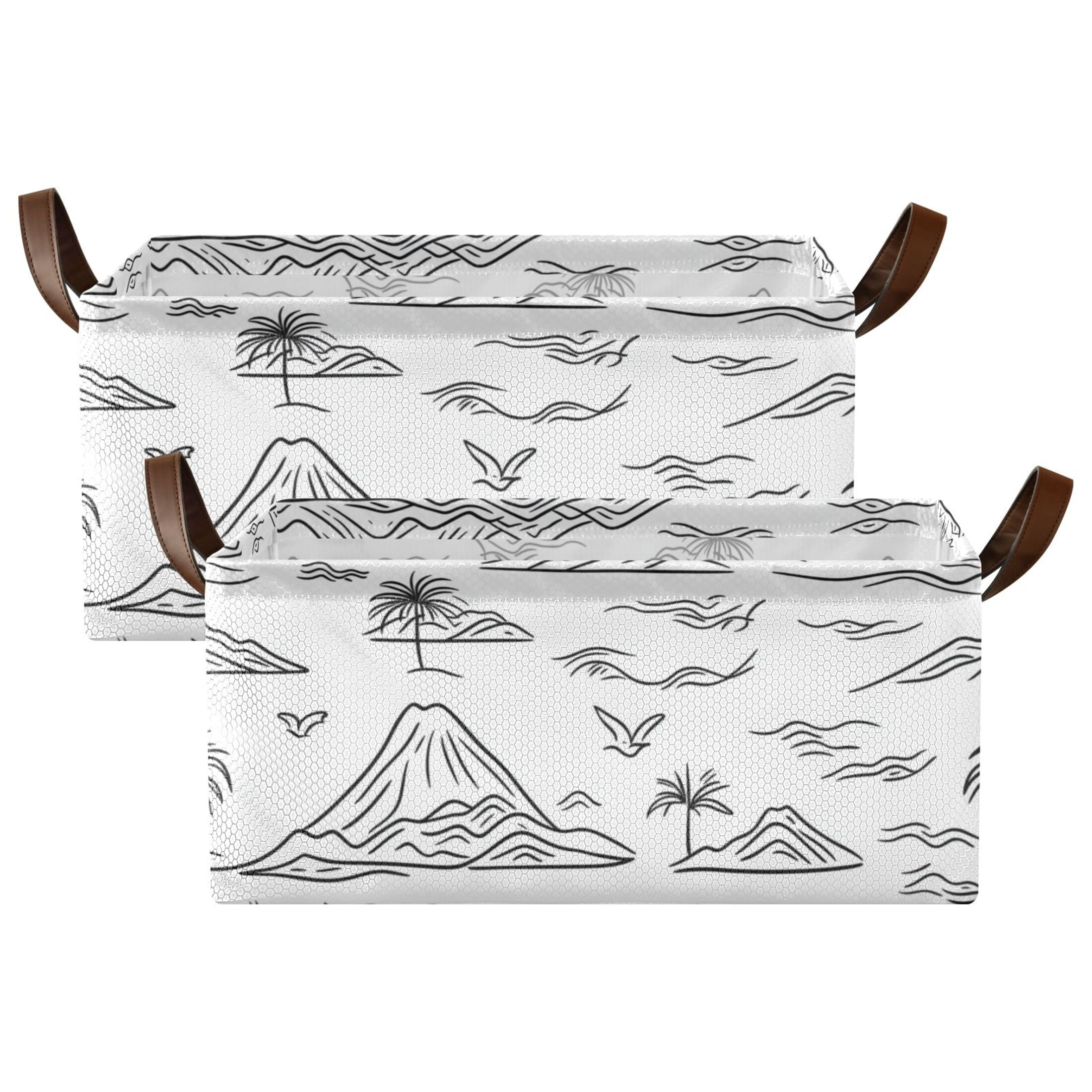 2 Pack Collapsible Storage Bins Fabric Shelf Baskets with Handles ...