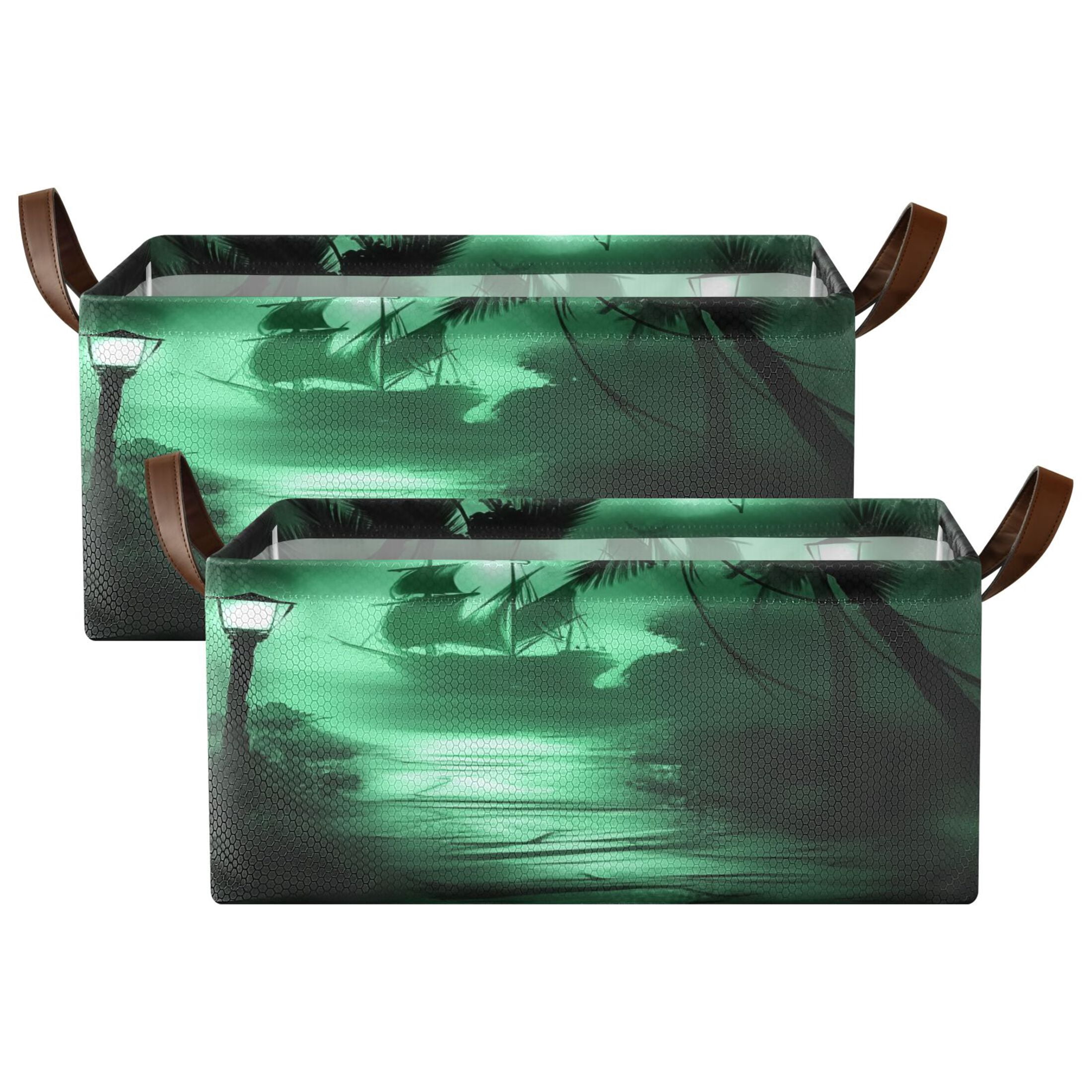 2 Pack Collapsible Storage Bins Fabric Shelf Baskets with Handles ...