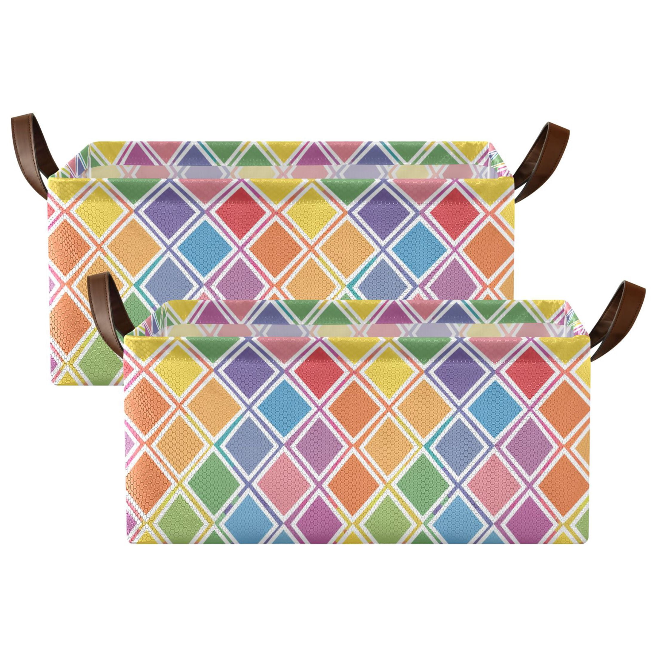 2 Pack Collapsible Storage Bins Fabric Shelf Baskets with Handles ...