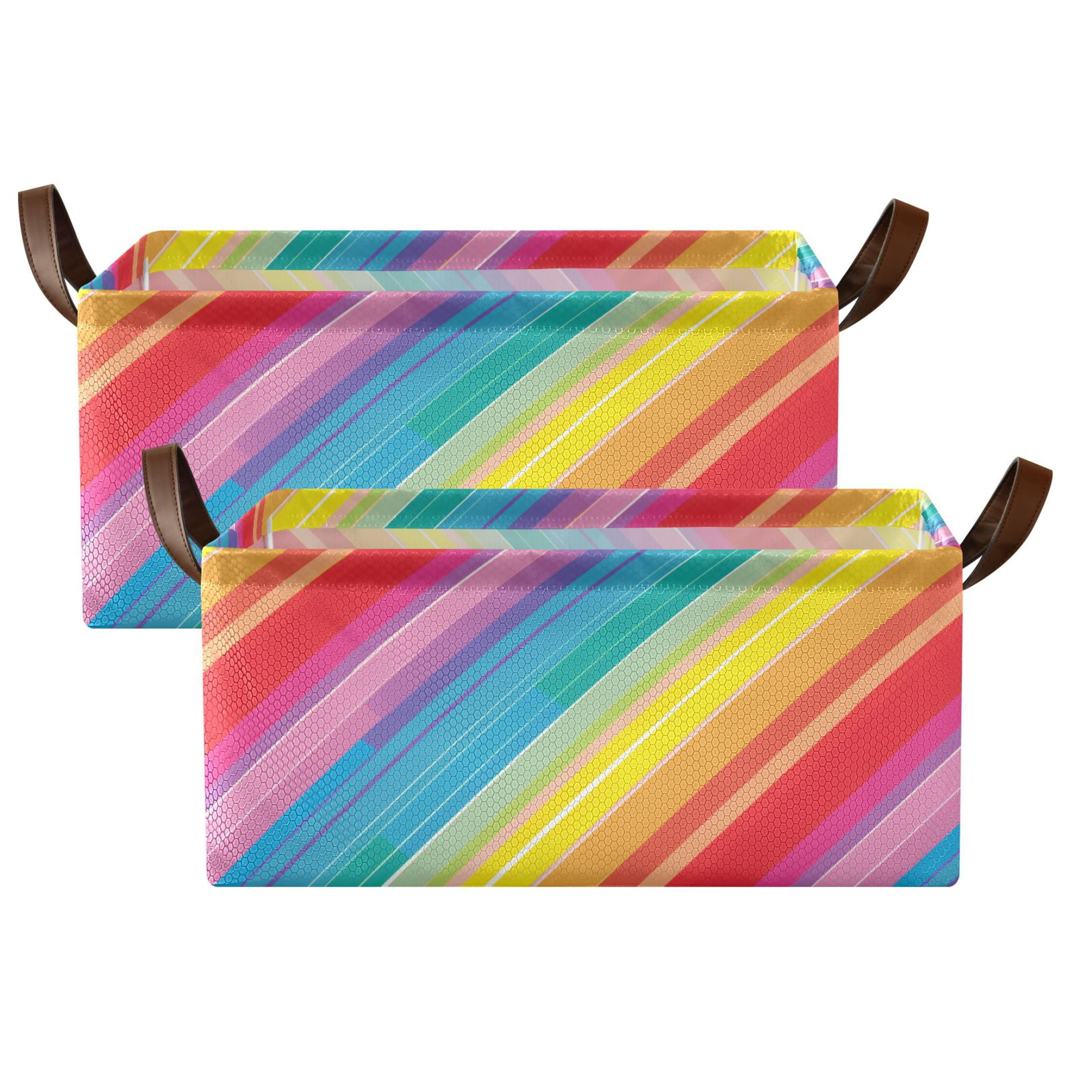 2 Pack Collapsible Storage Bins Fabric Shelf Baskets with Handles ...