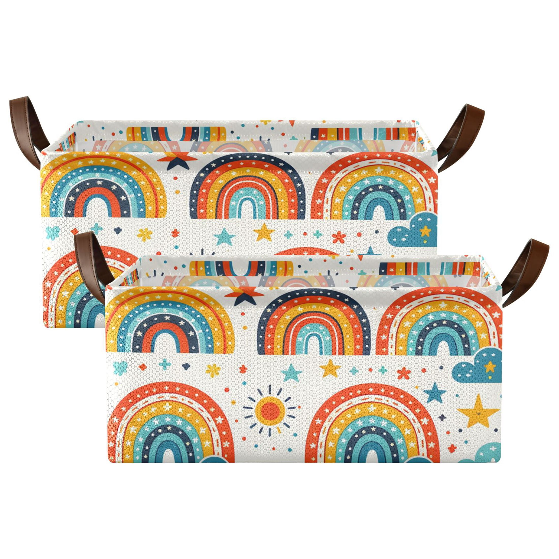 2 Pack Collapsible Storage Bins Fabric Shelf Baskets with Handles ...