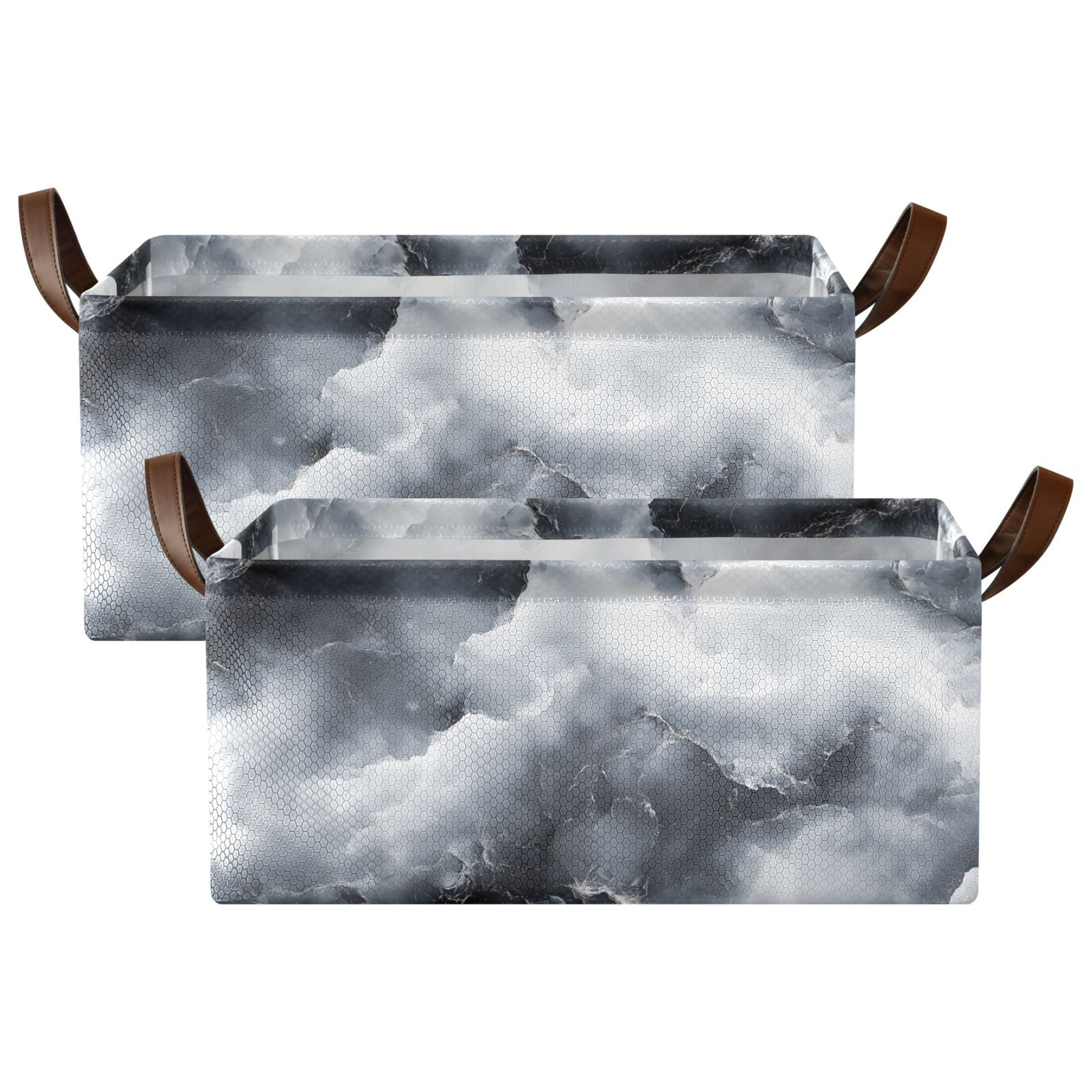 2 Pack Collapsible Storage Bins Fabric Shelf Baskets with Handles ...