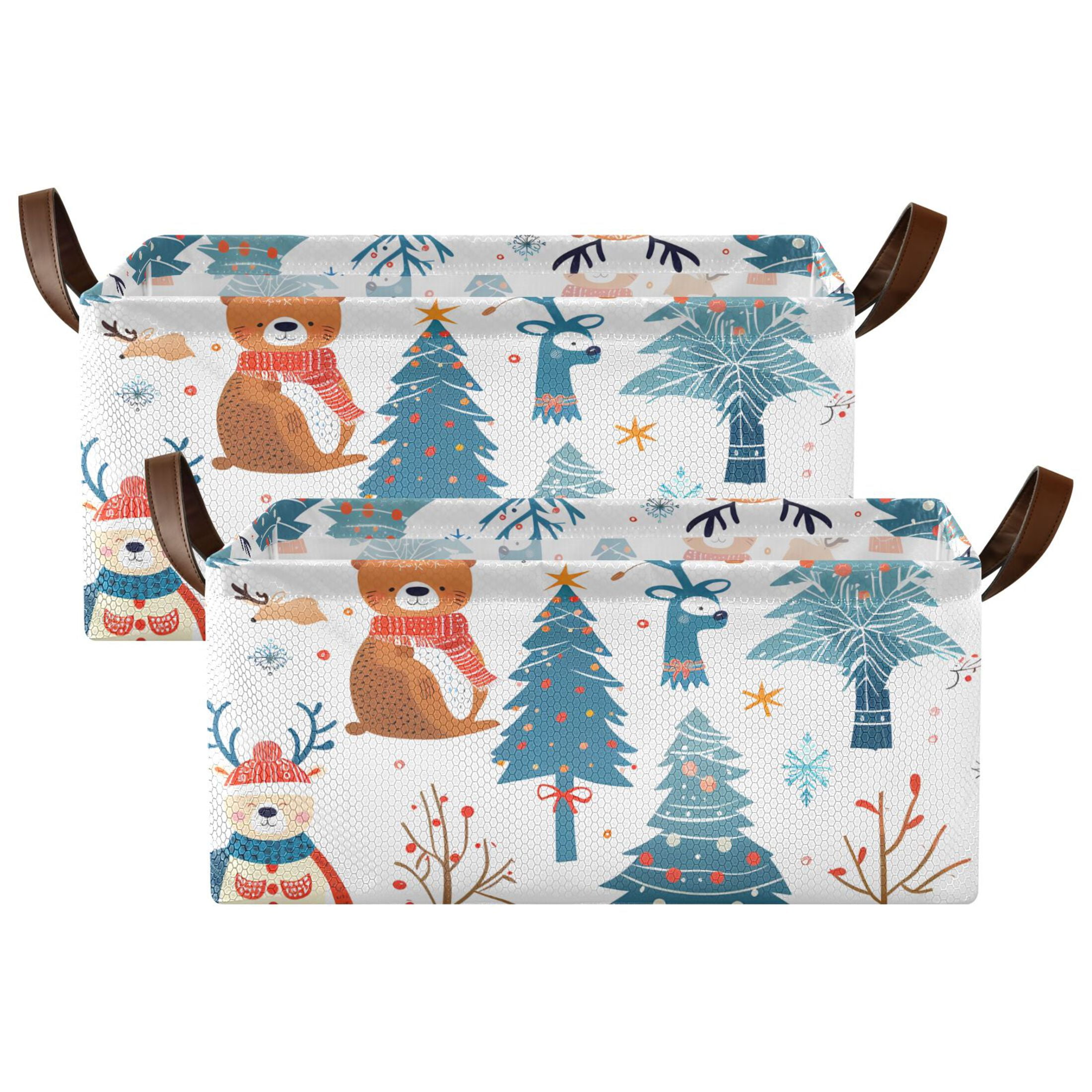 2 Pack Collapsible Storage Bins Fabric Shelf Baskets with Handles ...
