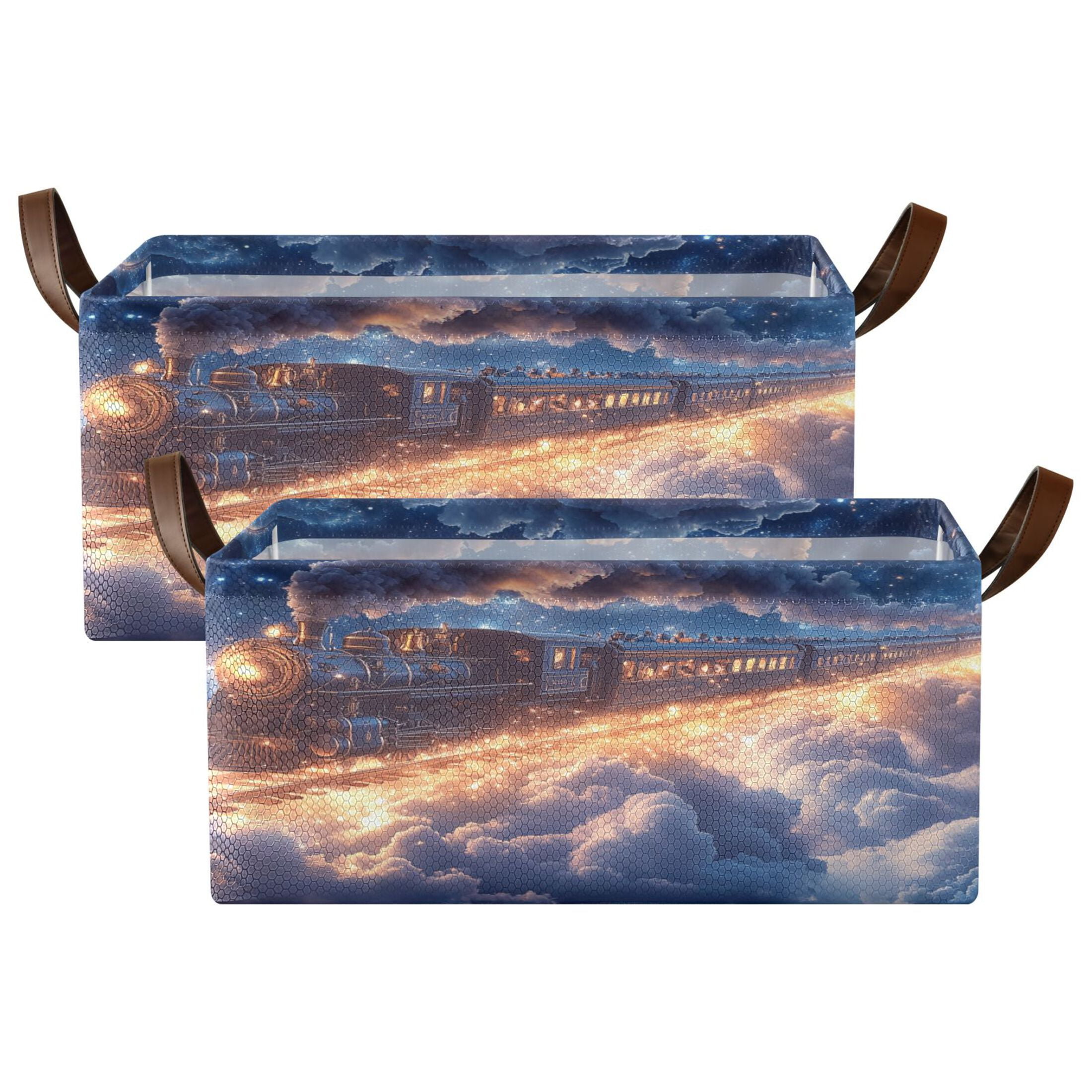 2 Pack Collapsible Storage Bins Fabric Shelf Baskets with Handles ...