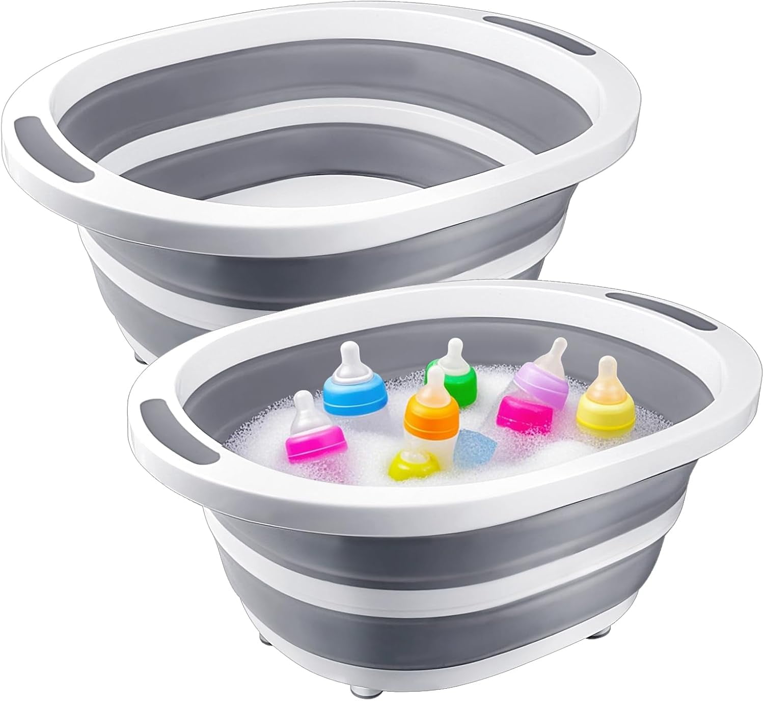 2 Pack Collapsible Wash Basin for Baby Bottles, 2 Gal Portable Sink ...