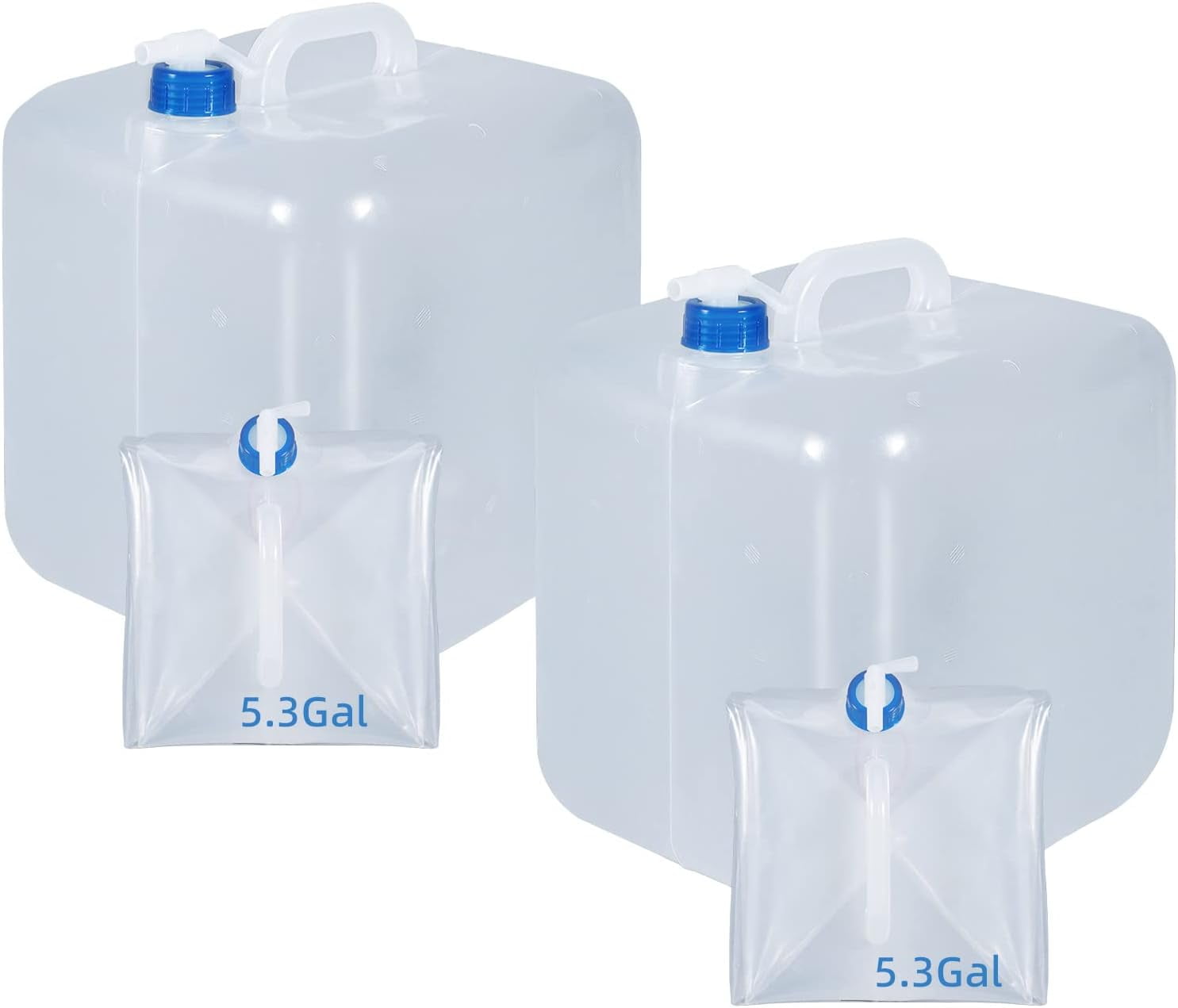 2 Pack Collapsible Water Container with Spigot, Foldable Cube Jugs ...