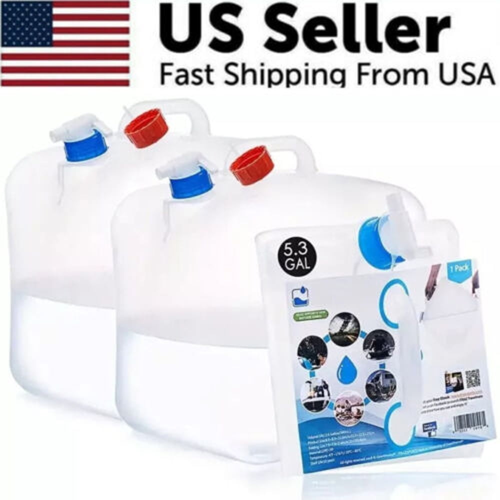 2 Pack Collapsible Water Container w/ Spigot 10 Gallon Camping Water ...
