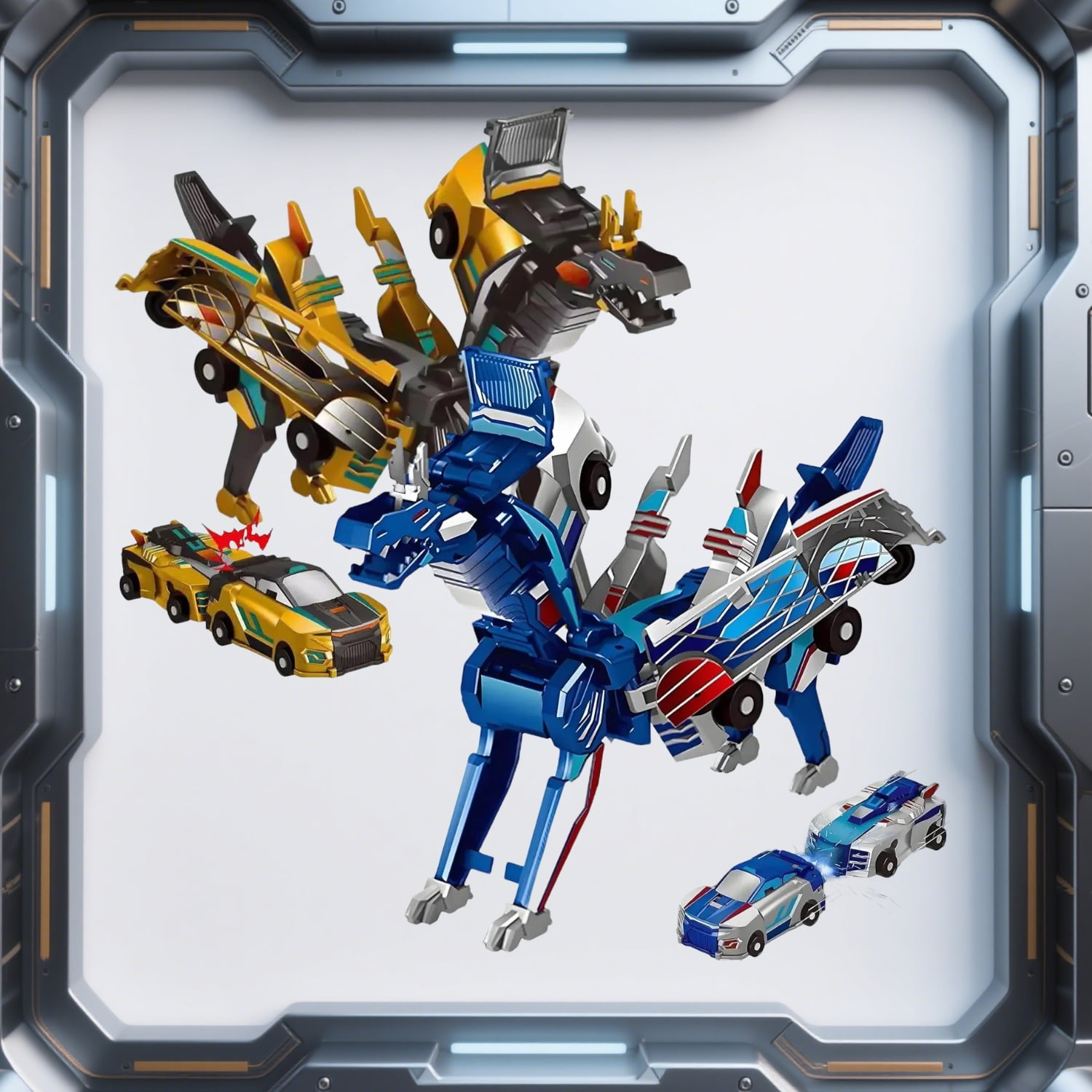 2 Pack Collision Transforming Car Toy - Dinosaur Transformation Car ...