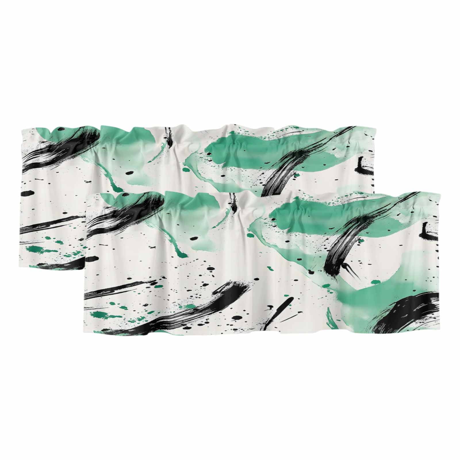 2 Pack Color Block Valance for Window Modernism Minimalist Art Green ...