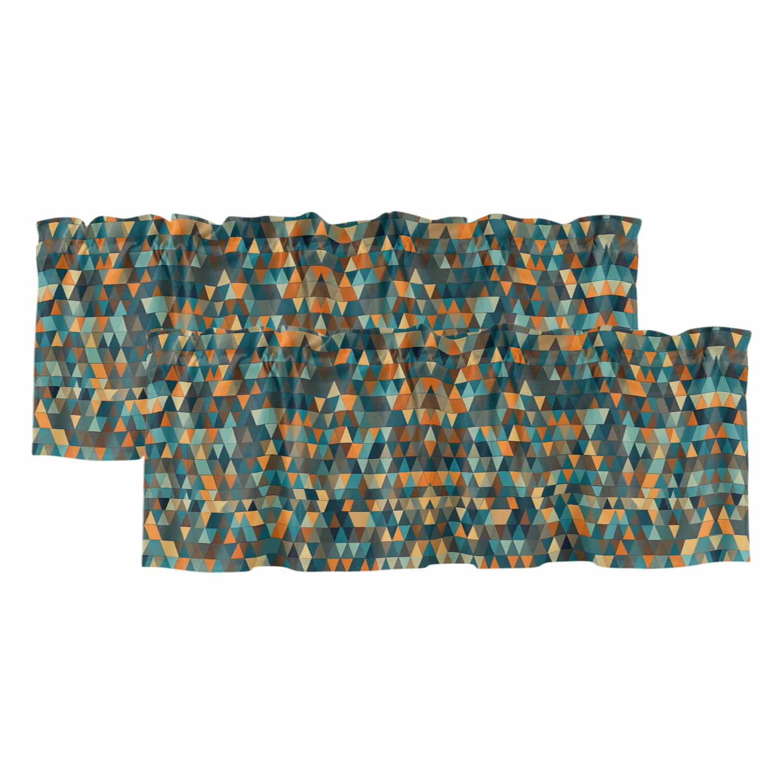 2 Pack Color Block Valance for Window Orange Green Check Abstract ...