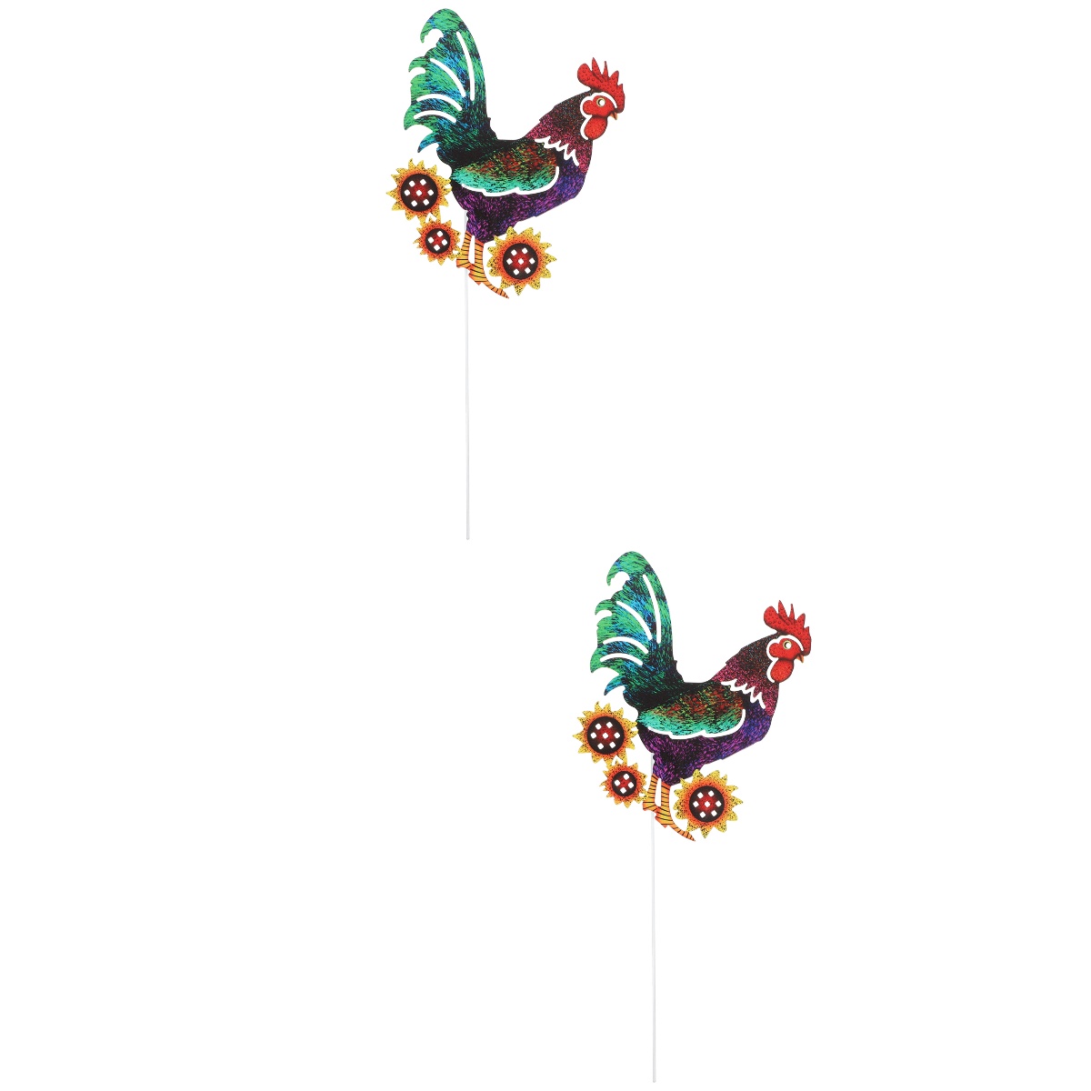 2 Pack Colored Rooster Craft Chickens Garden Gnome Kitchen Decor ...