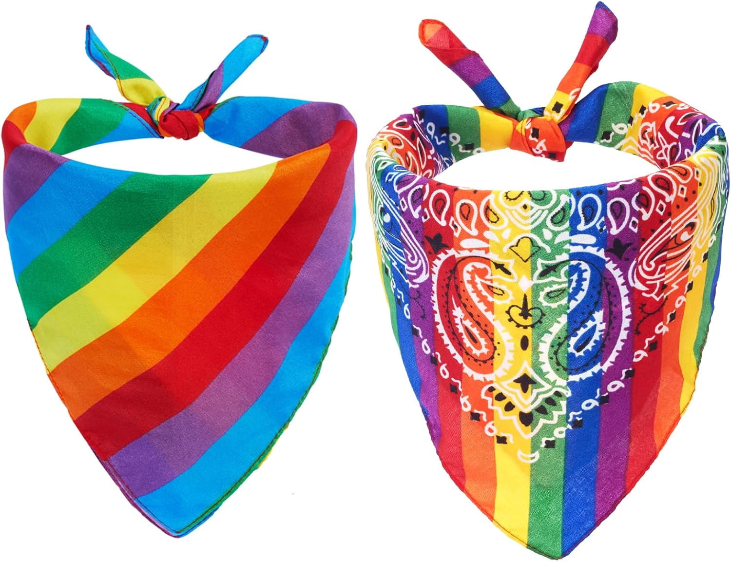2 Pack Colorful Bandana, Cowboy Handkerchief, Rainbow Party Headband ...