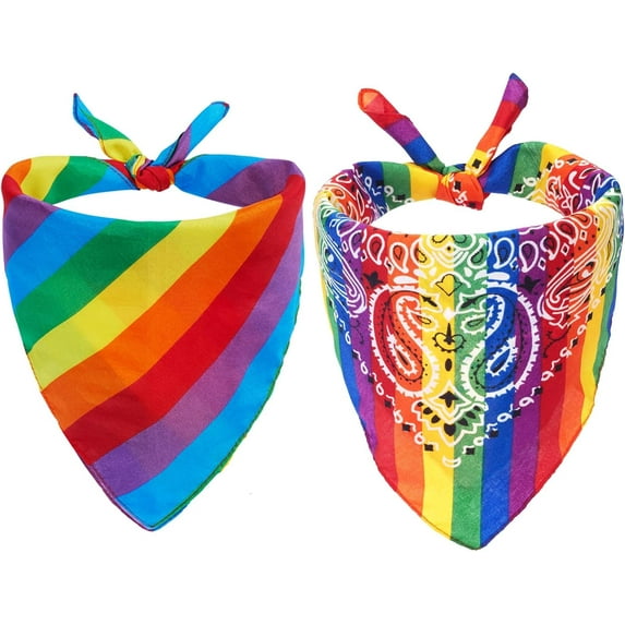 2 Pack Colorful Bandana, Cowboy Handkerchief, Rainbow Party Headband ...