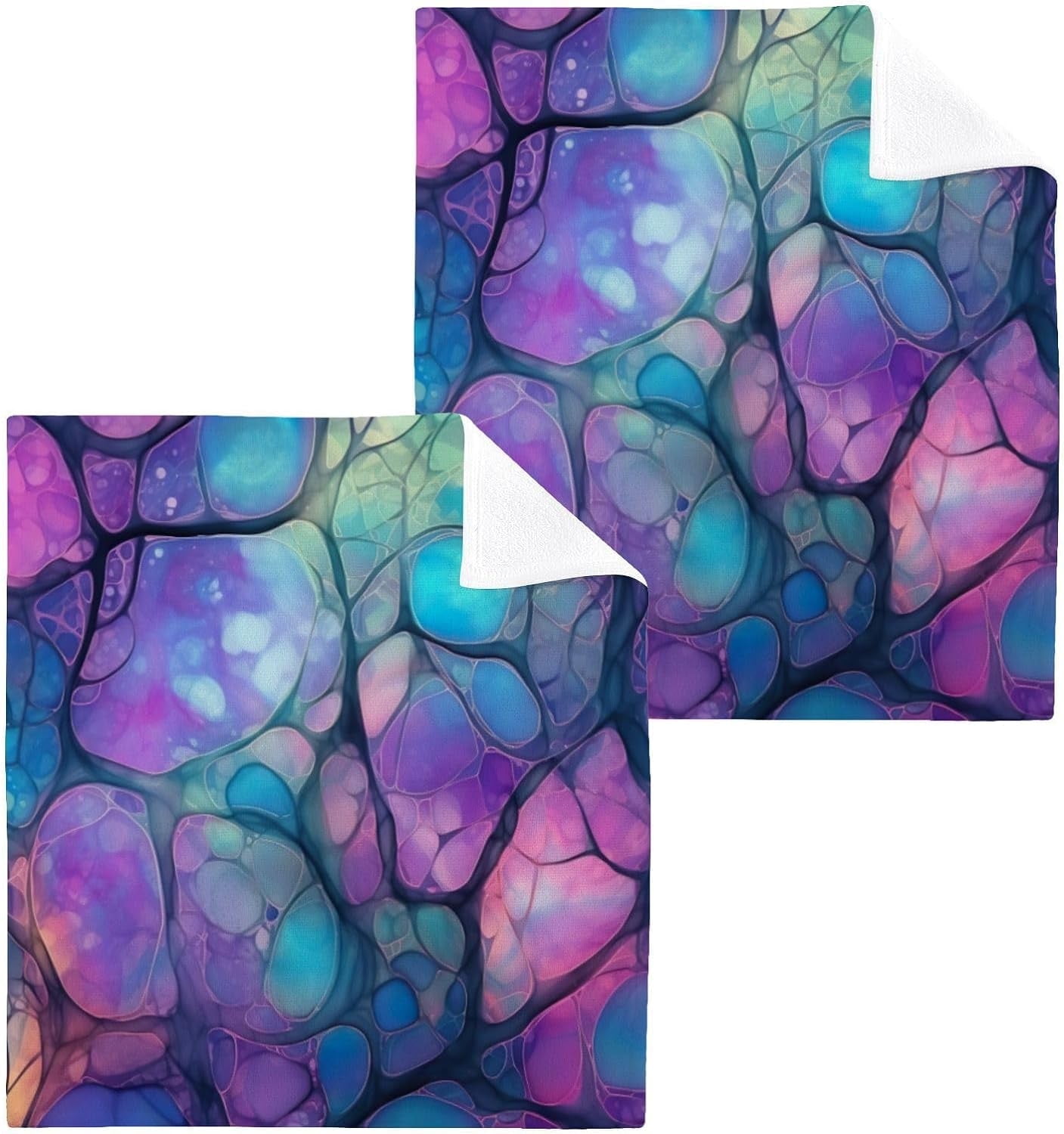 2 Pack Colorful Bubbles Pure Cotton Washcloths 12 x 12 Inch Reusable ...