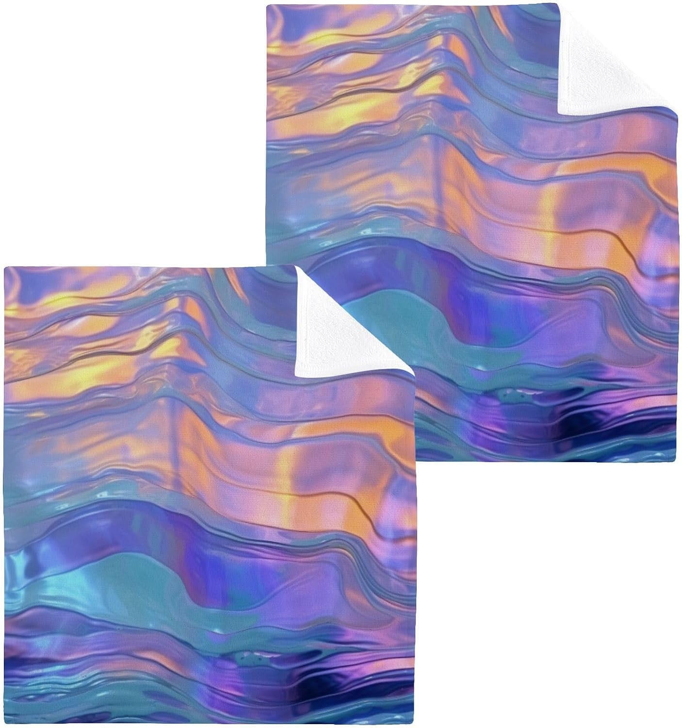 2 Pack Colorful Bubbles Pure Cotton Washcloths 12 x 12 Inch Reusable ...