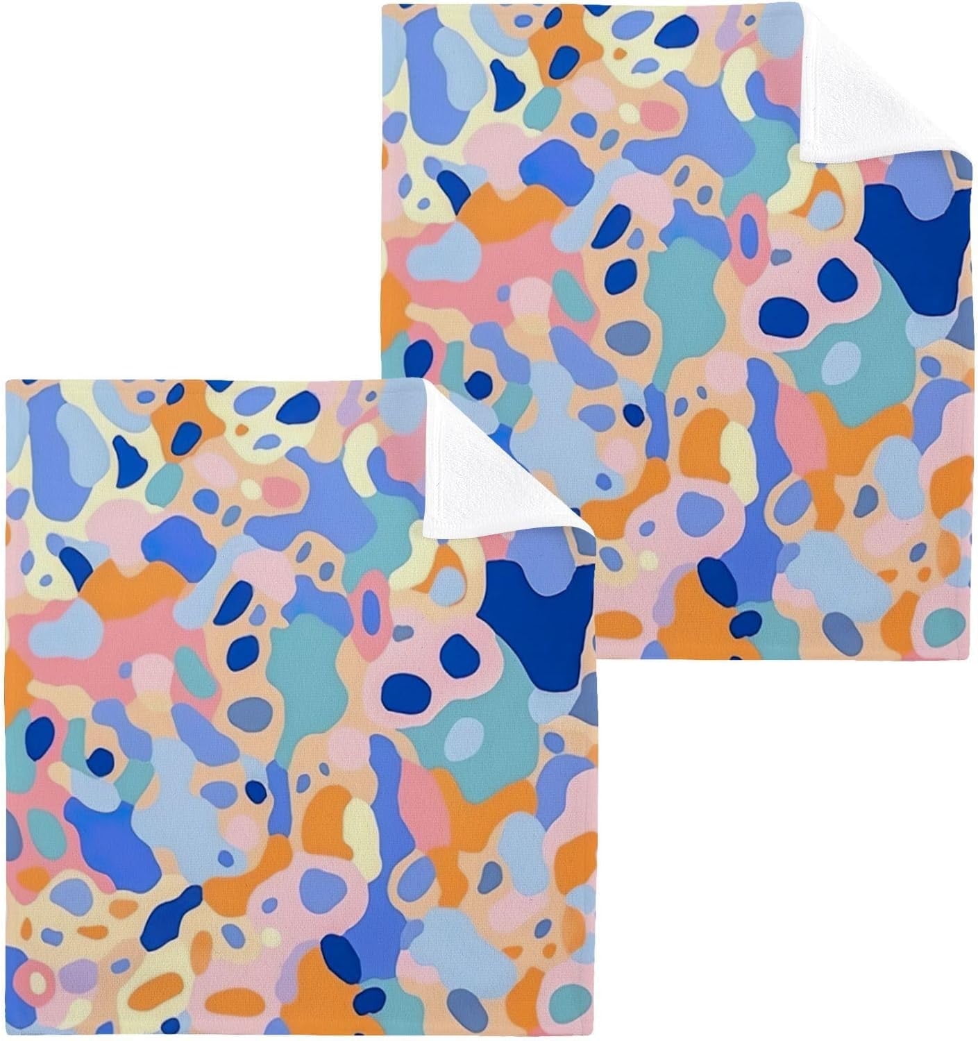 2 Pack Colorful Bubbles Pure Cotton Washcloths 12 x 12 Inch Reusable ...