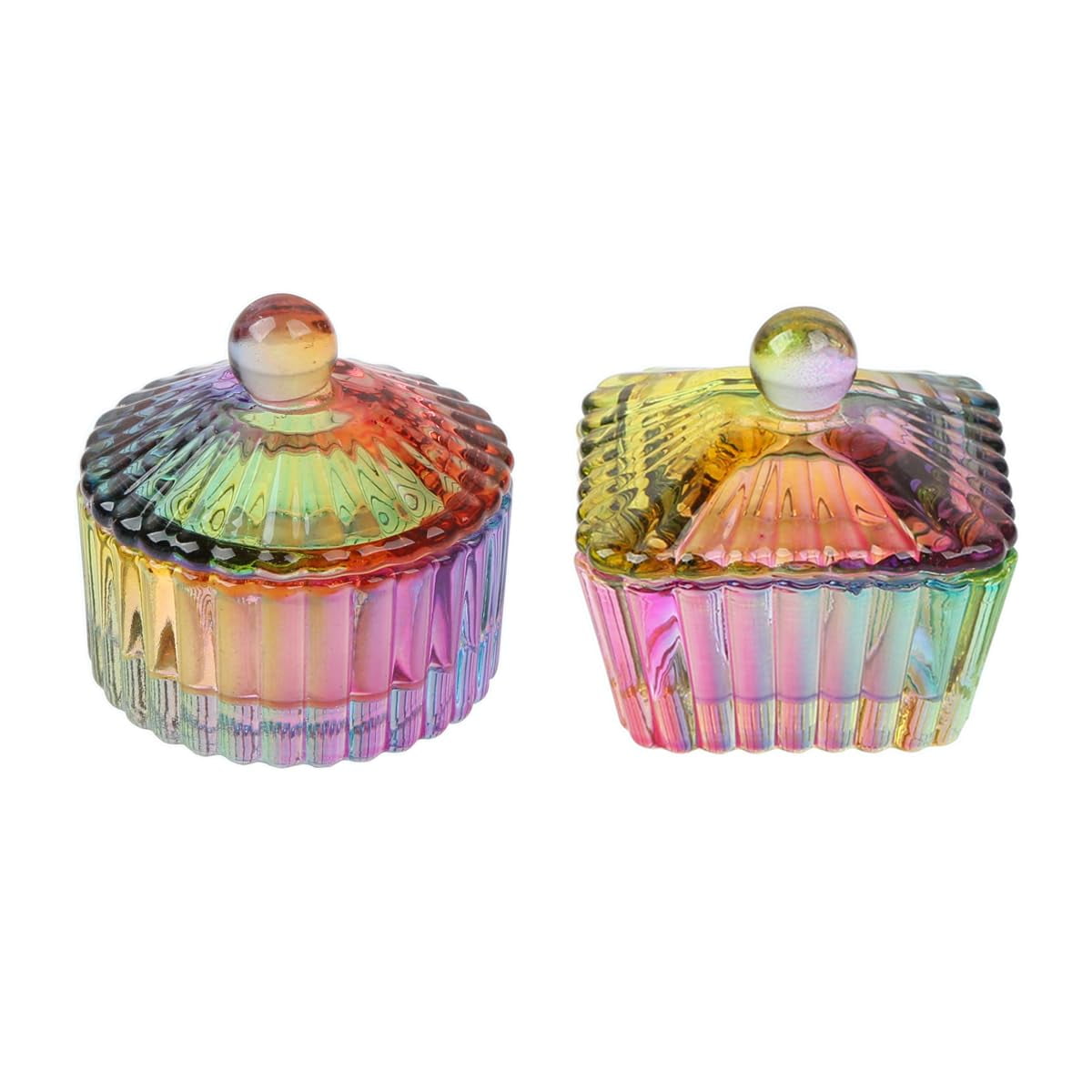 2 Pack Colorful Crystal Glass Nail Cup with Lid Acrylic Nail Tips ...