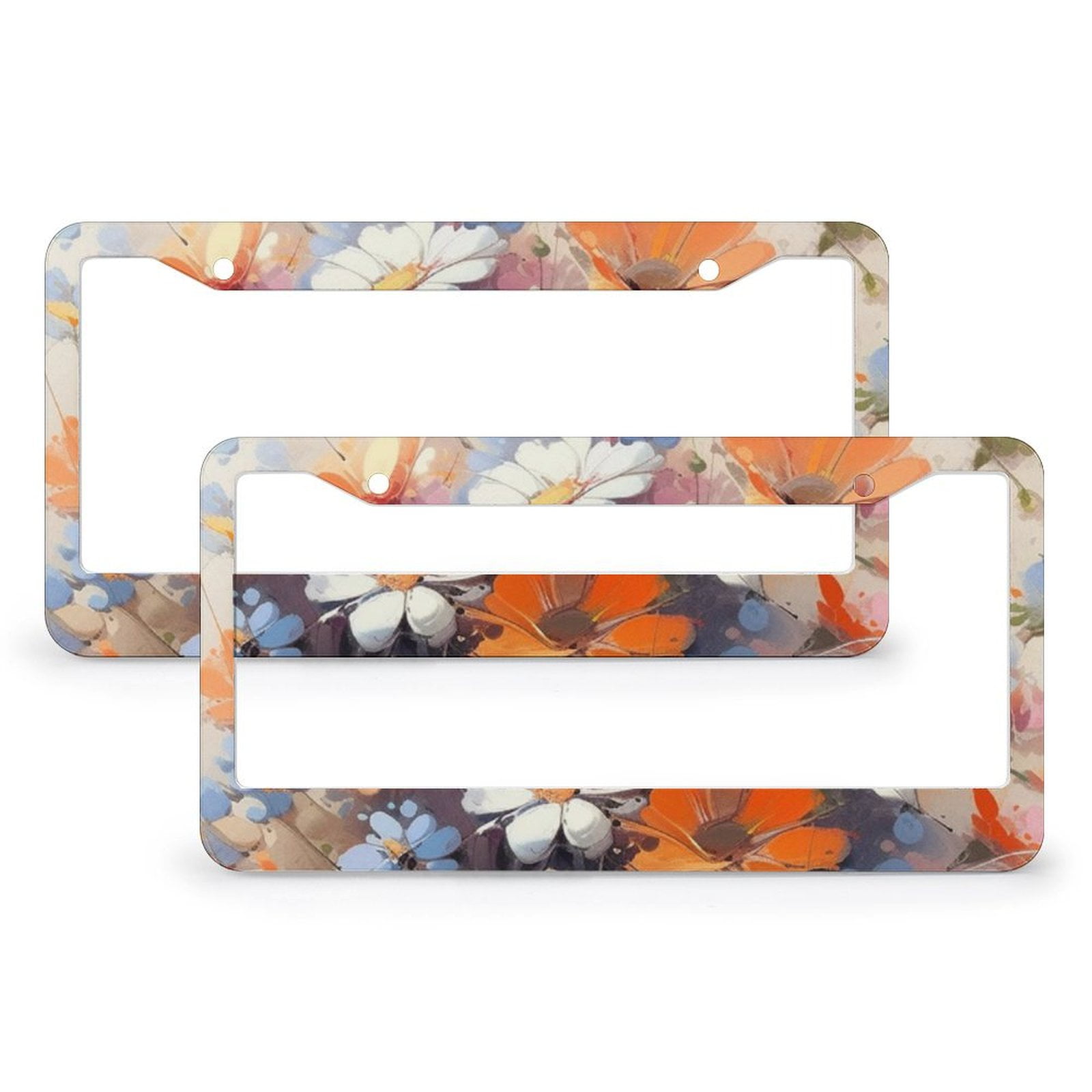 2 Pack Colorful Daisy Flowers Oil Painting License Plate Frame Daisy ...