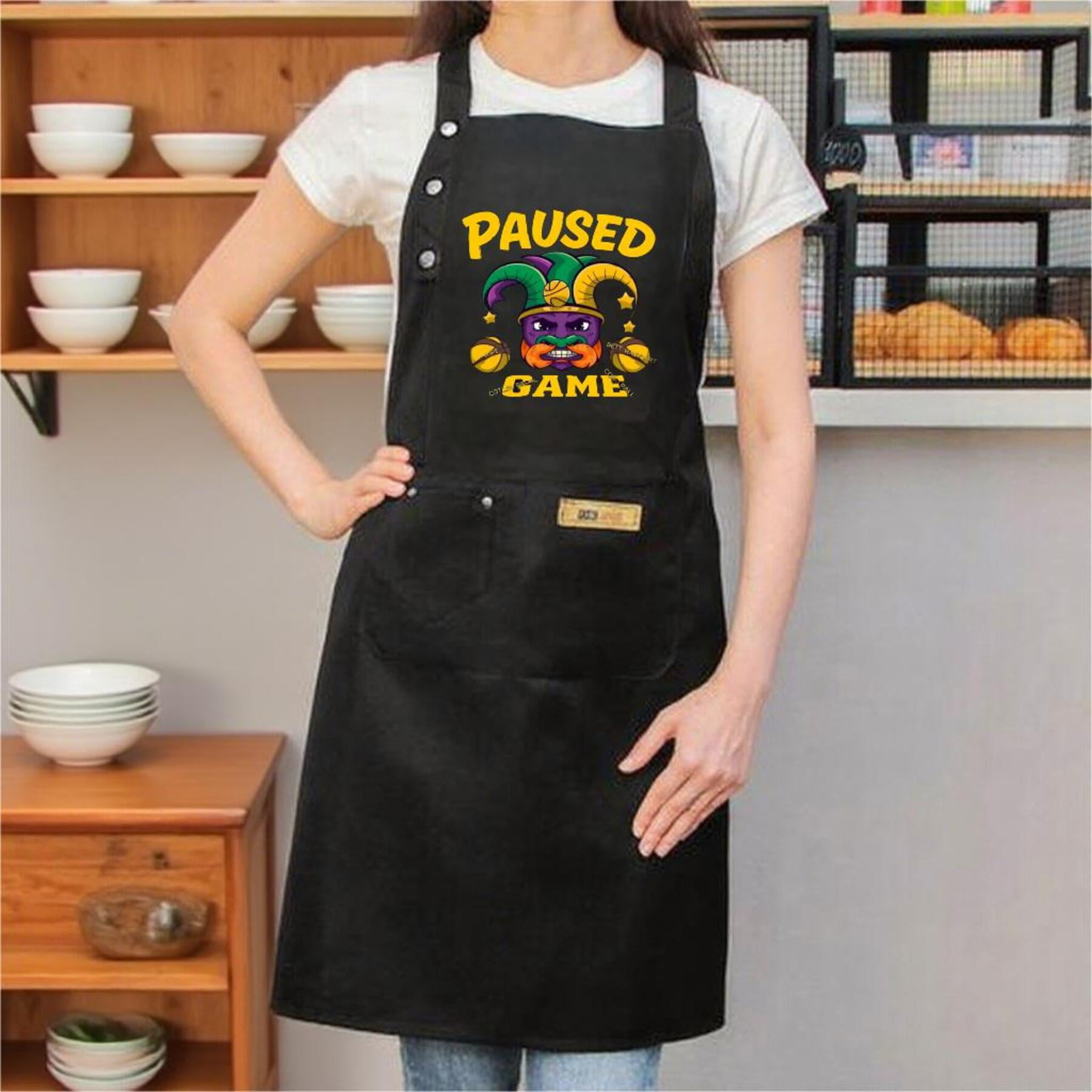 2 Pack Colorful Design Aprons for Men & Women - " PAUSED GAME " with ...