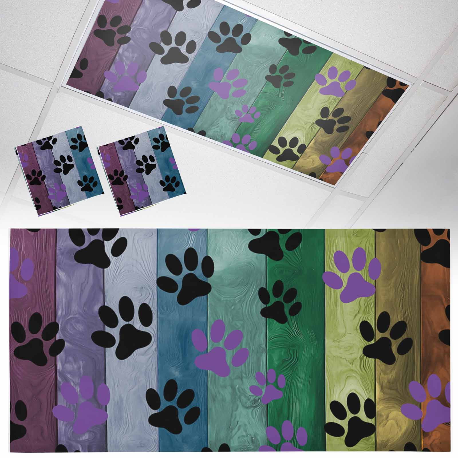 2 Pack Colorful Dog Fluorescent Light Covers for Ceiling Lights Paw ...