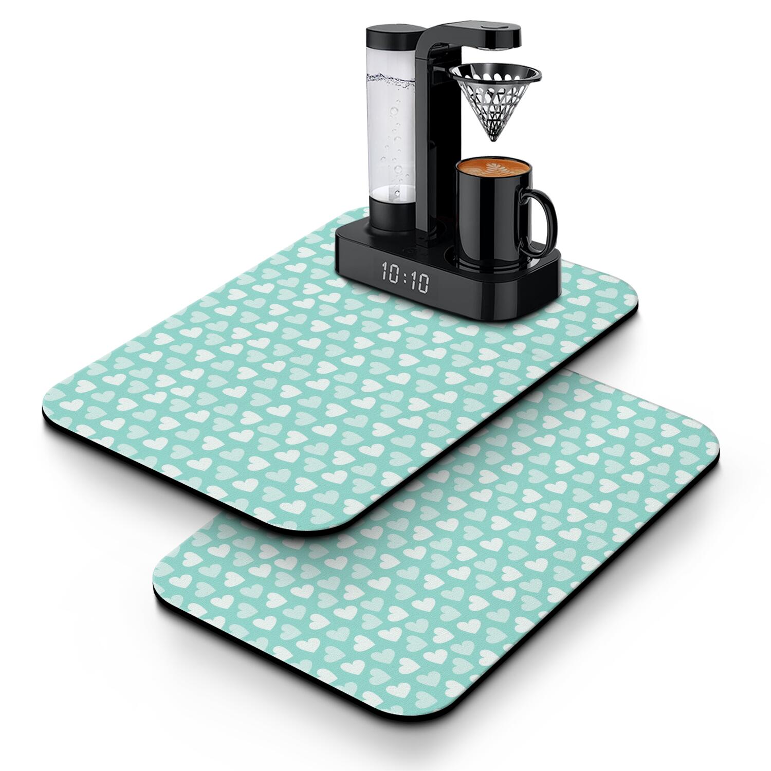 2 Pack Colorful Dots Coffee Maker Mat - 4-Layer Absorbent & Slip ...