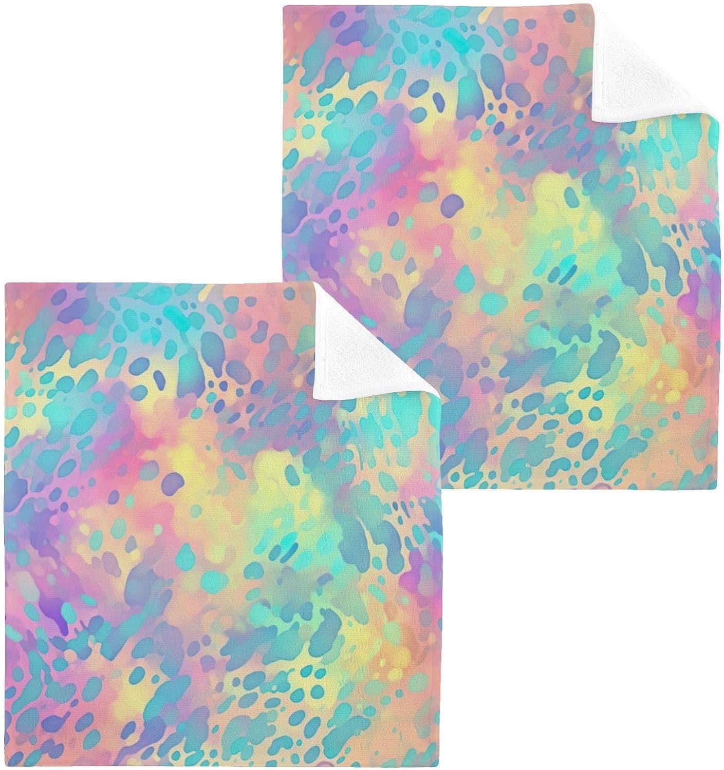 2 Pack Colorful Leopard Pure Cotton Washcloths 12 x 12 Inch Reusable ...