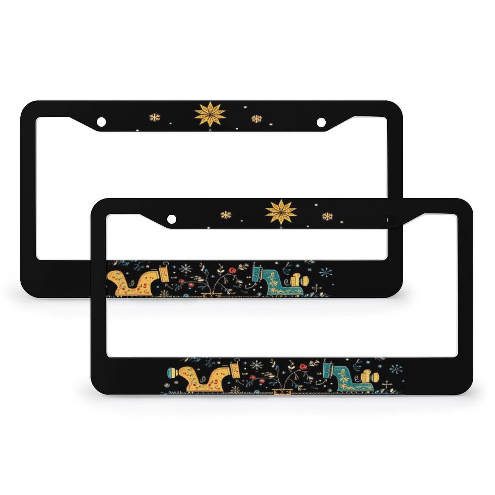 2 Pack Colorful Sewing Machines Christmas Tree License Plate Frames ...