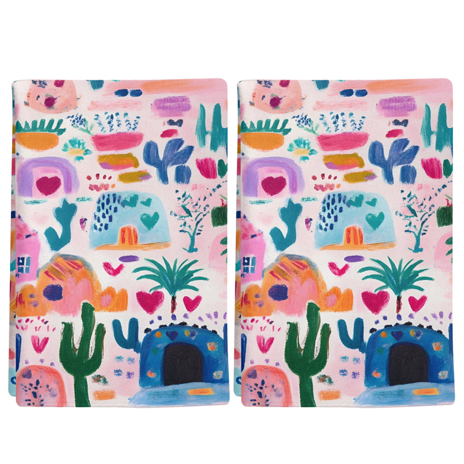 2 Pack Colorful Spring Floral Kitchen Towels Summer Botanical Cactus ...