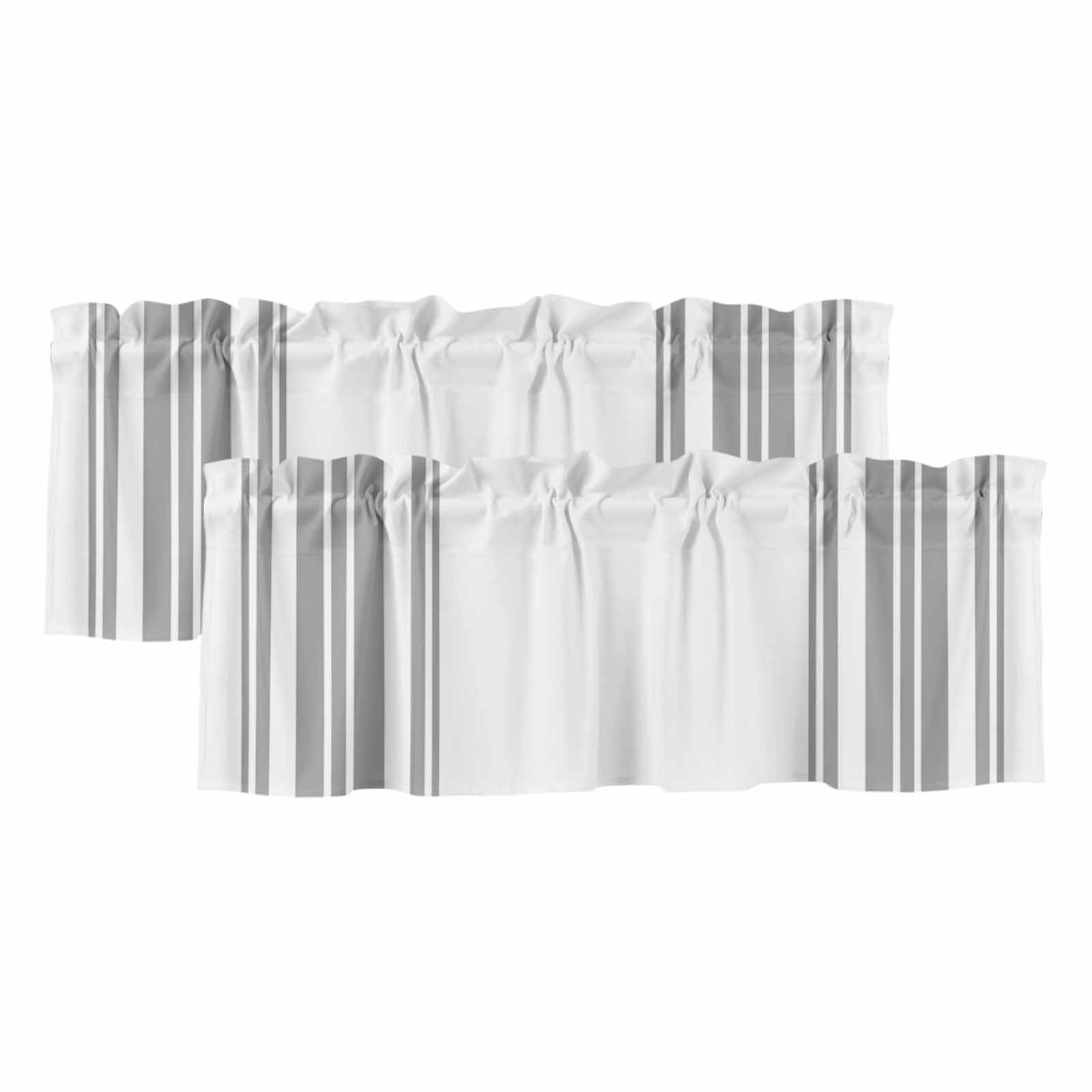 2 Pack Colorful Stripes Valance for Window Grey Wood Texture White ...